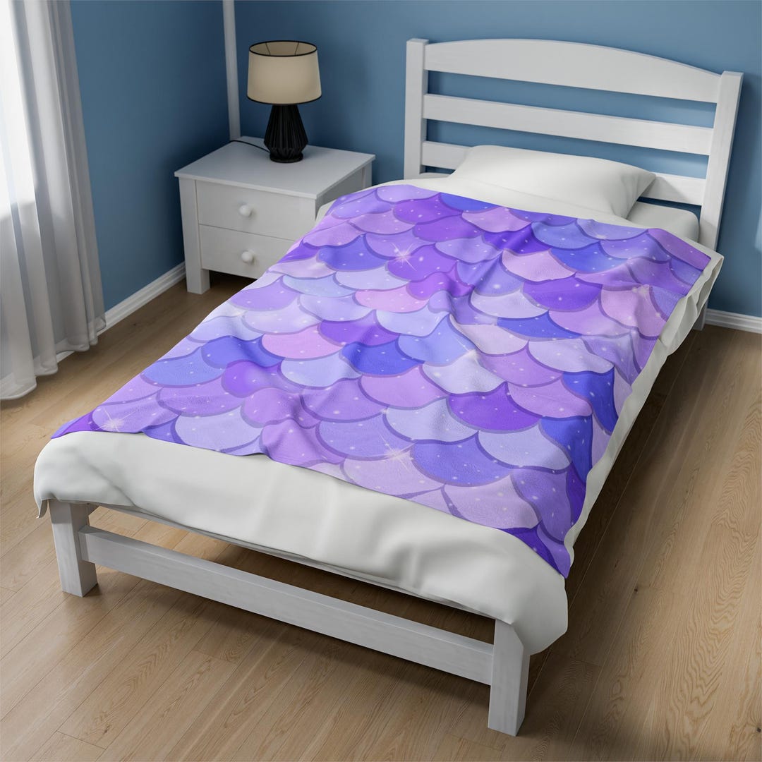 Elegant Purple Fish Scales Blanket - Etsy