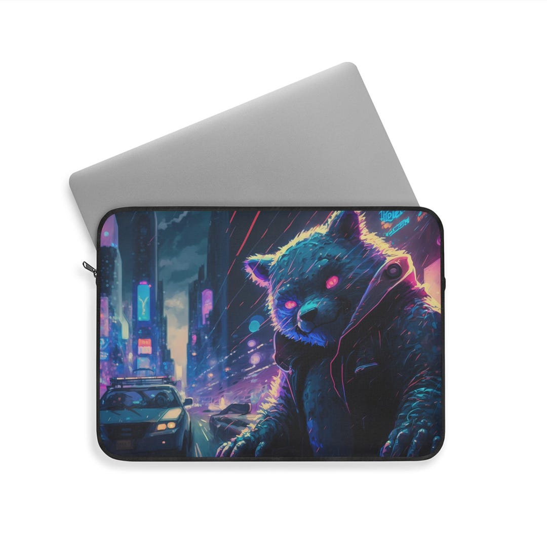 Cyberpunk Evil Bear Tablet/laptop Sleeve, 12"-13"-15" Plush Padded Tech ...