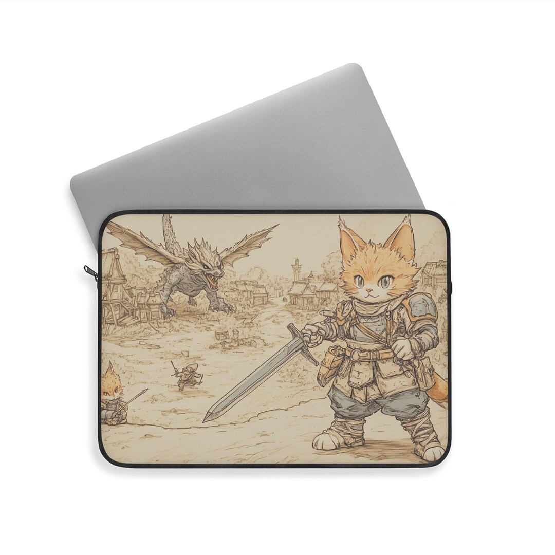 Cat Warrior Storybook Fantasy Tablet/laptop Sleeve, 121315 Plush Padded ...