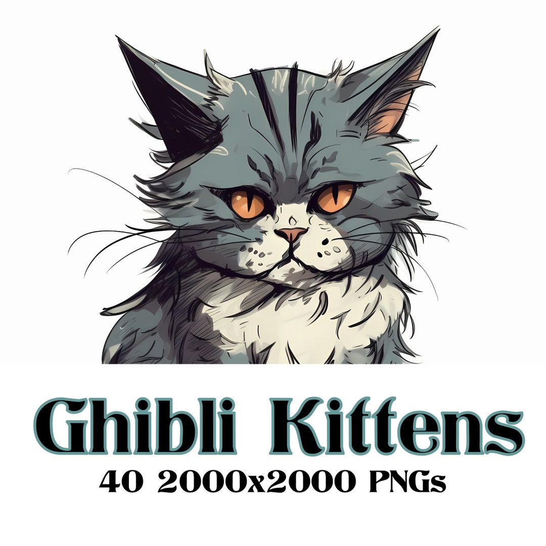 Adorable Studio Ghibli-style Kittens Clipart Collection - Etsy