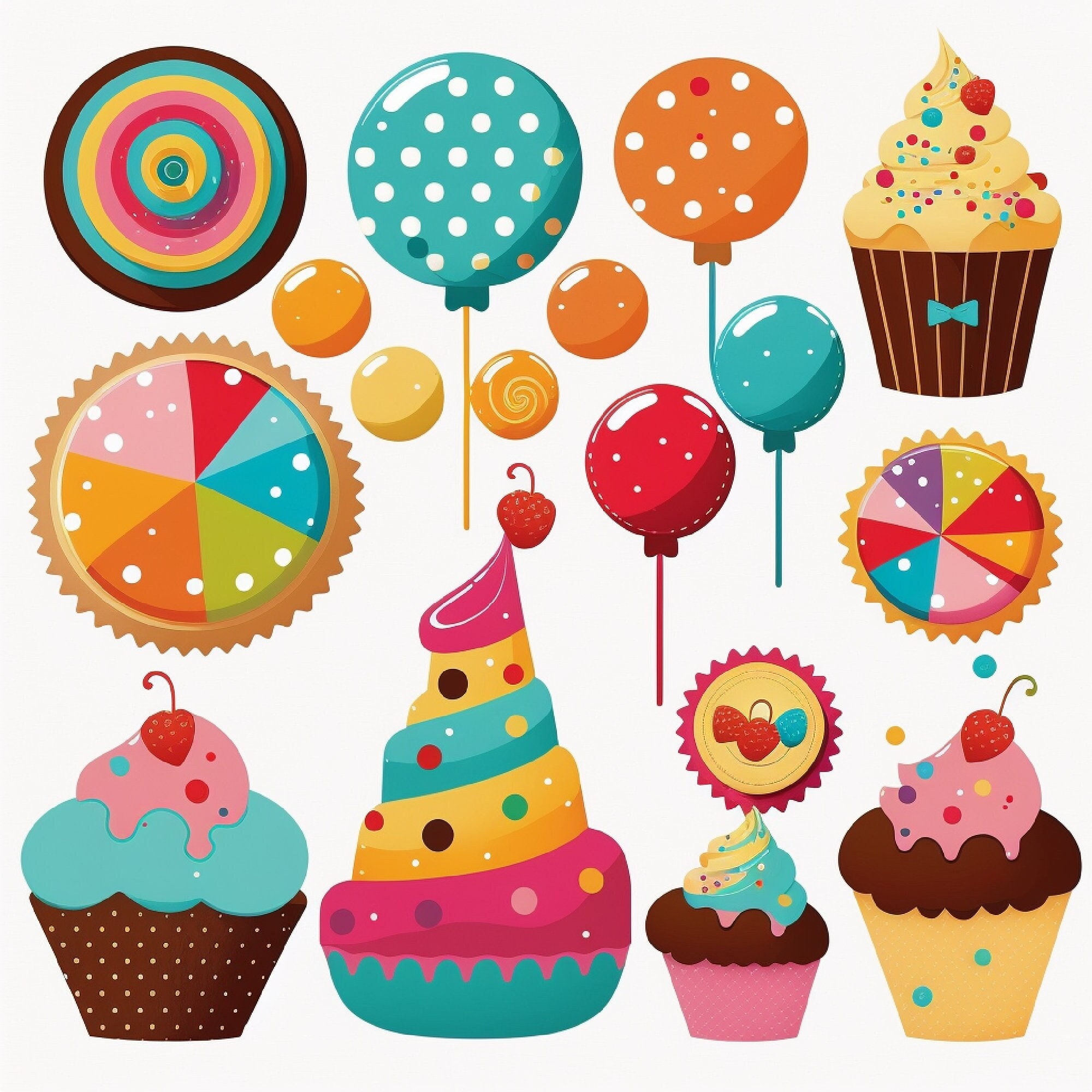 Happy Birthday Clipart Set for Decorations DIY Invitations - Etsy