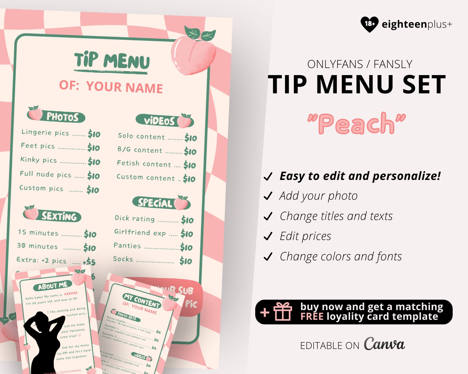 Peach Onlyfans Tip Menu, Editable Template Canva, OF Tip Menu, Fansly Tip Menu, Onlyfans ...