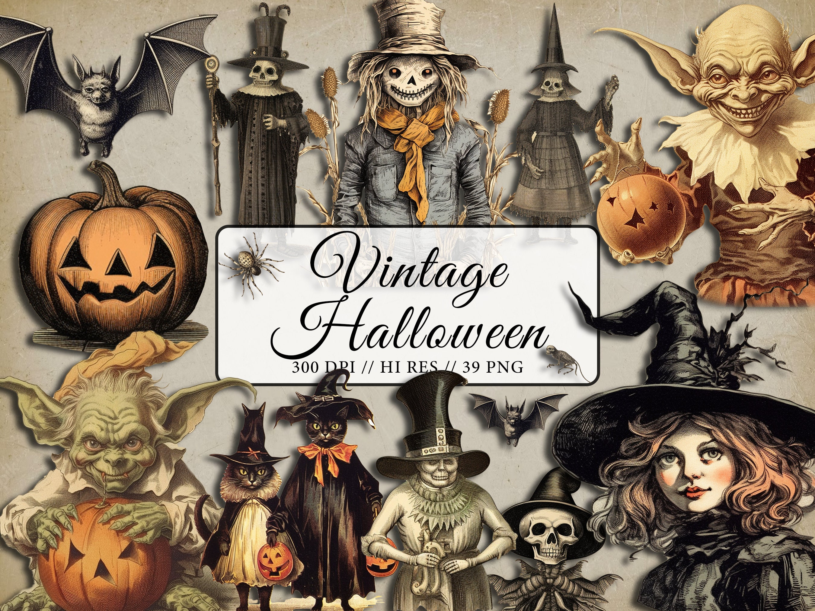 Vintage Halloween Clipart Witch Spooky Clipart October Halloween ...