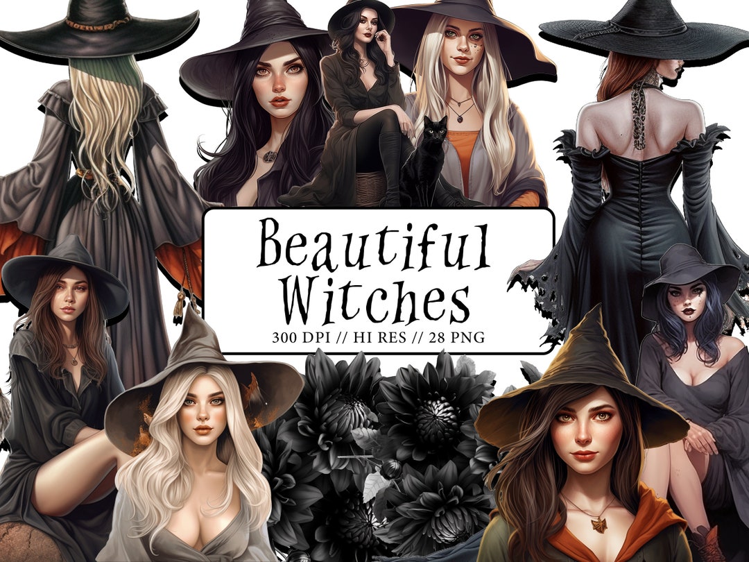 Beautiful Witches Clipart Fantasy Witch PNG Halloween Magic Cute Witch ...