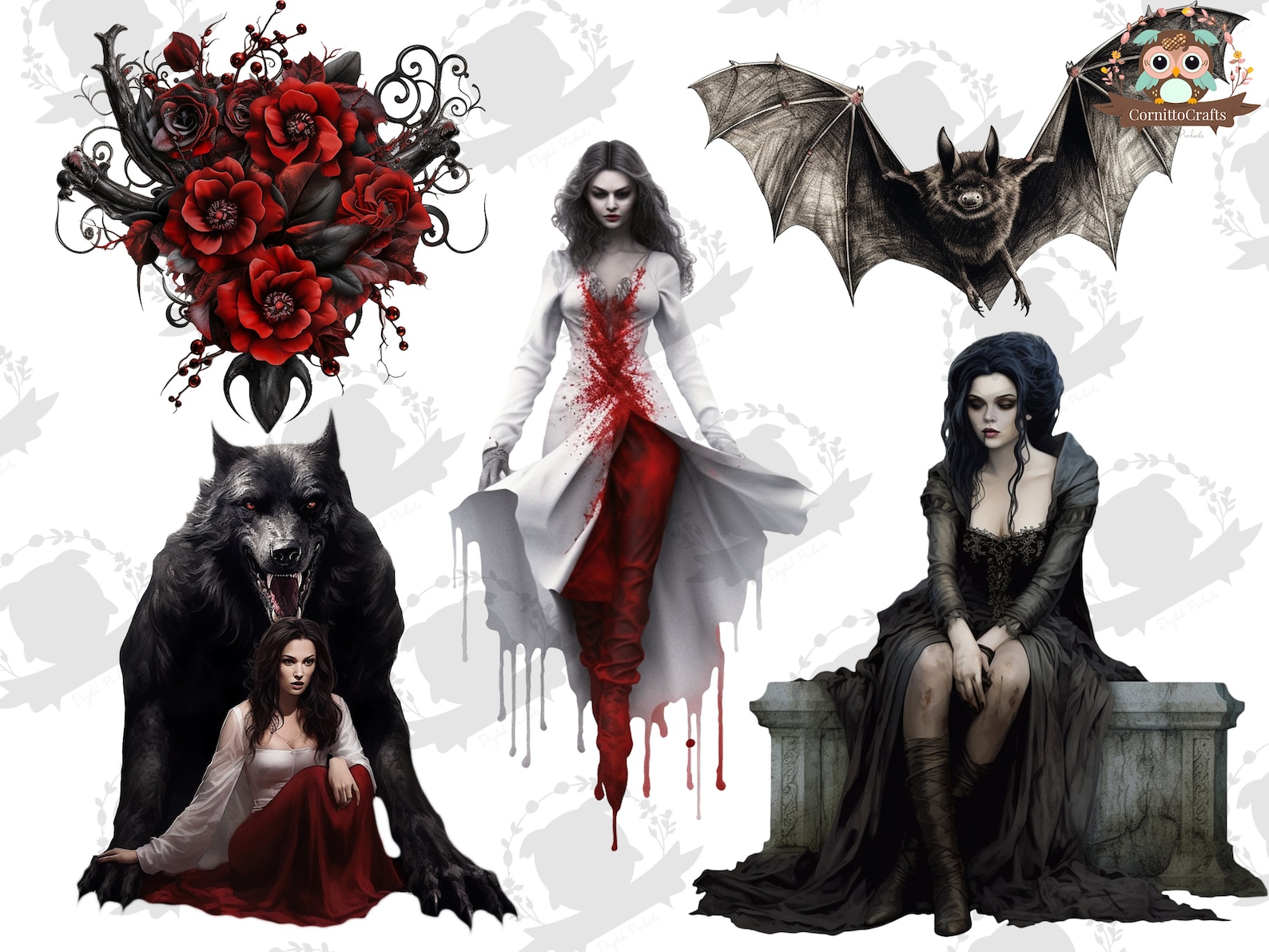 Beautiful Vampires Clipart Halloween Gothic Women Vampire Girl ...