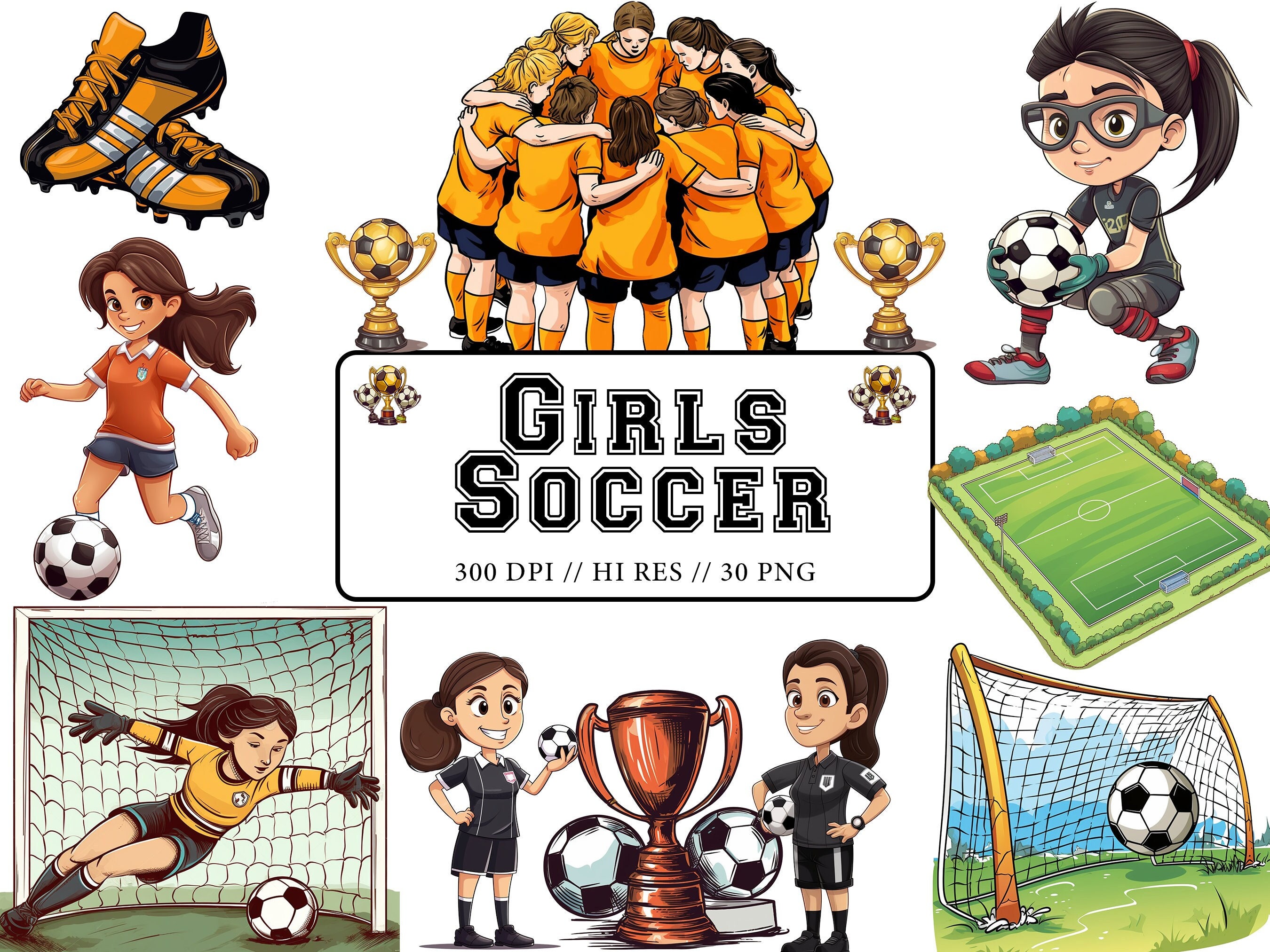 Girls Soccer Clipart Children's Sports Clipart Kids Football ...