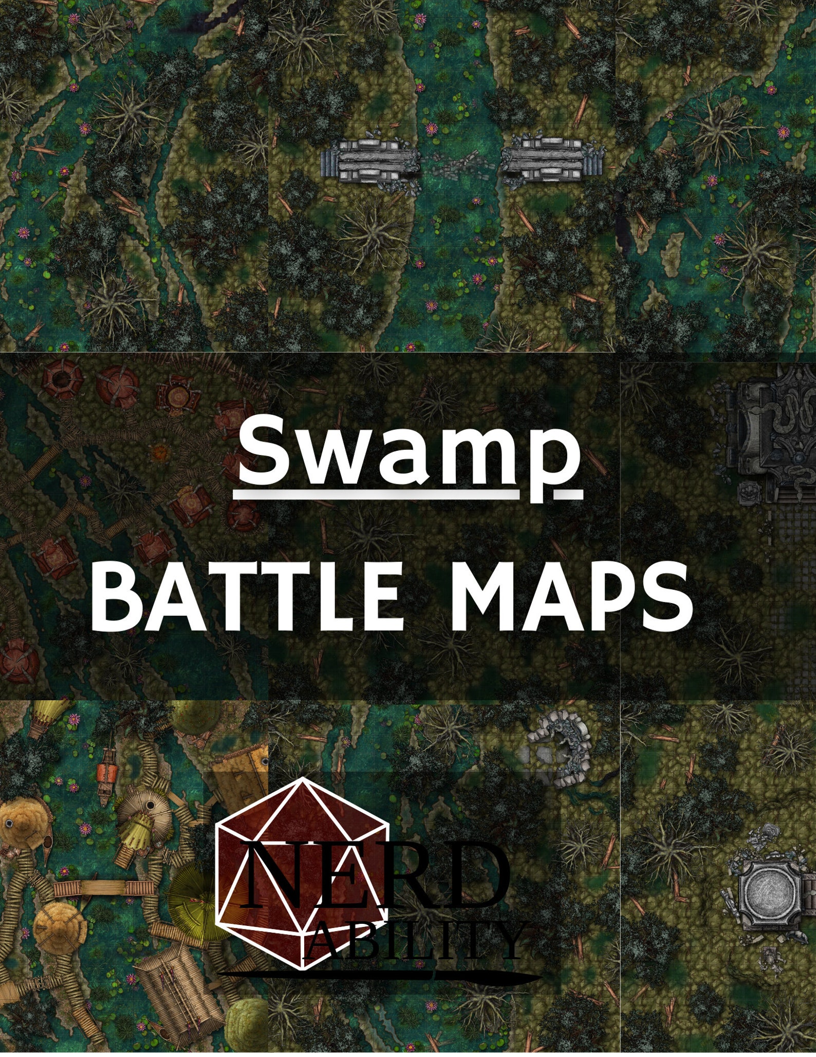 Battle Map Pack Swamp Bundle, Dungeons and Dragons, Pathfinder 2e, Roll ...