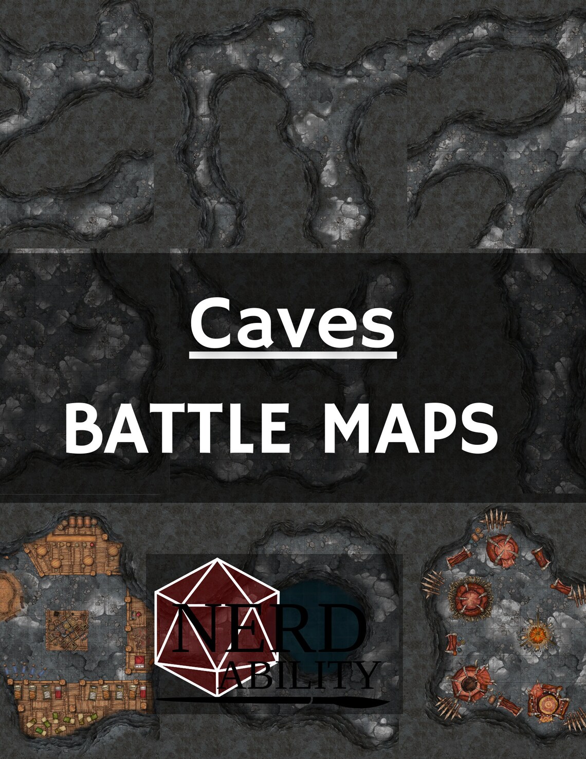 Battle Map Pack Cave Bundle, Dungeons and Dragons, Pathfinder 2e, Roll ...