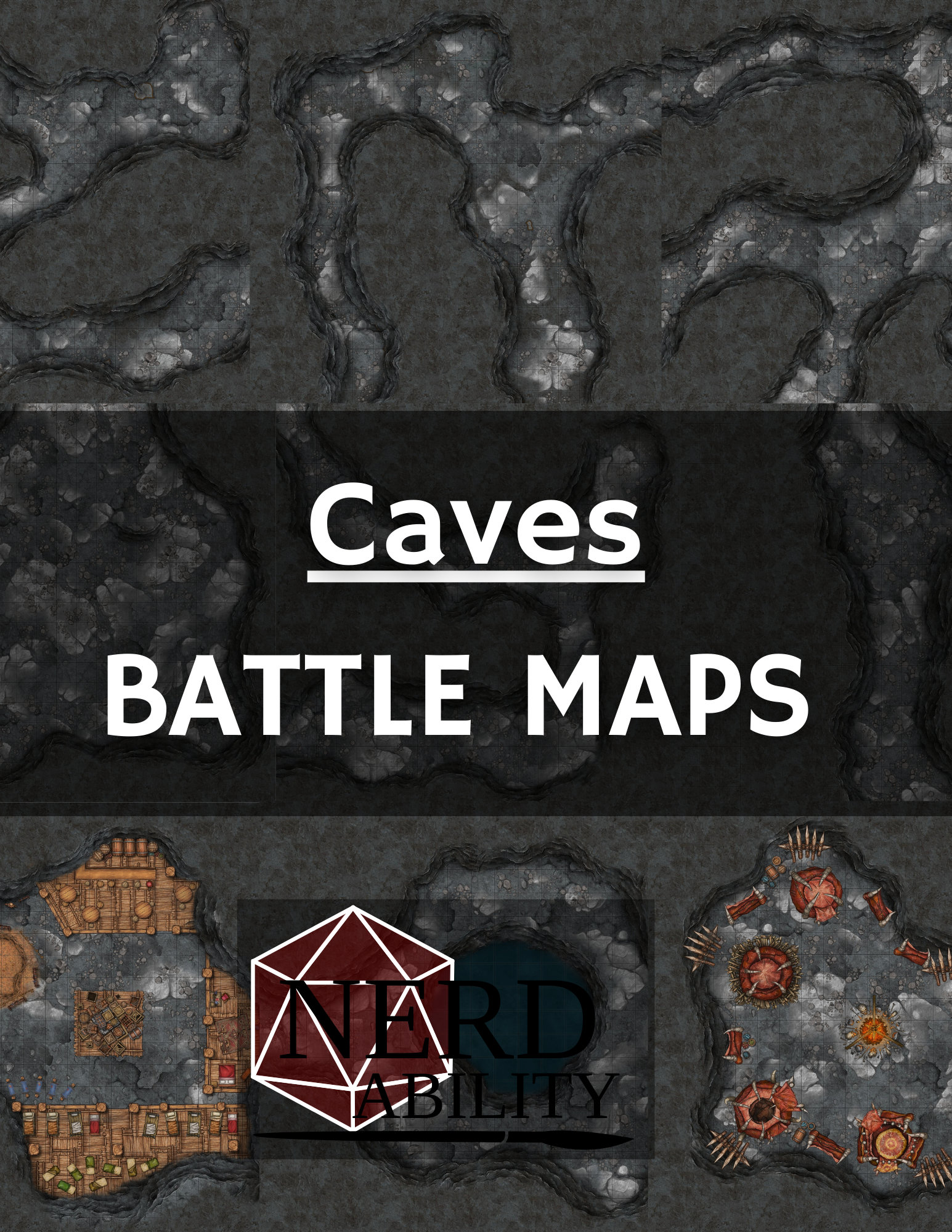 Battle Map Pack Cave Bundle, Dungeons and Dragons, Pathfinder 2e, Roll ...