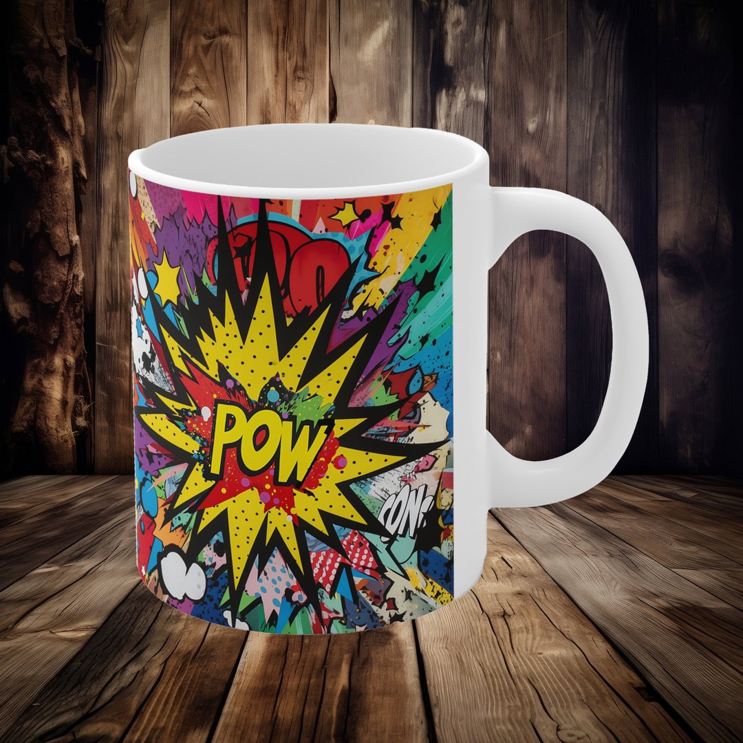 Pow Pop Art Explosion Ceramic Mug Vibrant Comic Book-inspired Design ...
