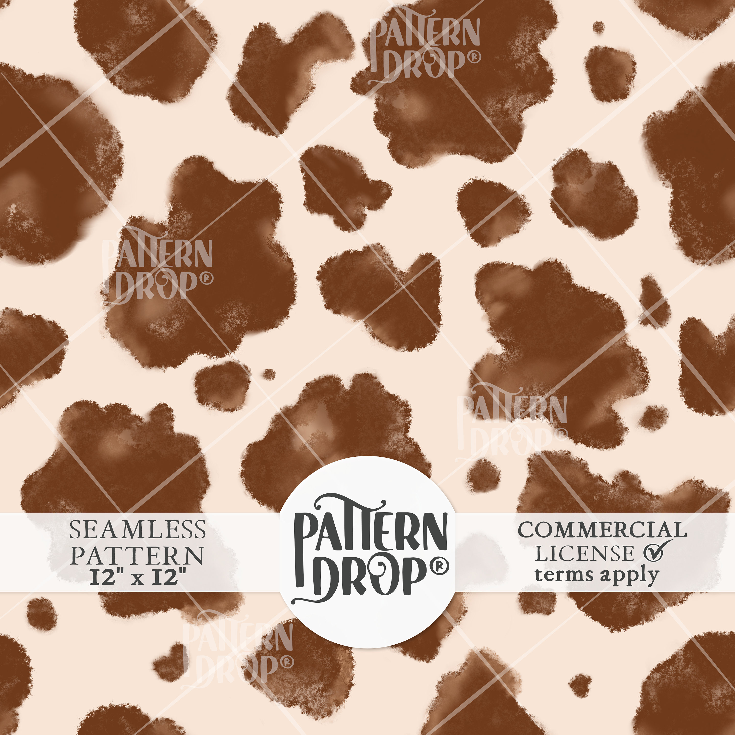 Black & Brown Cow Print Seamless Pattern Cowhide Western Digital ...