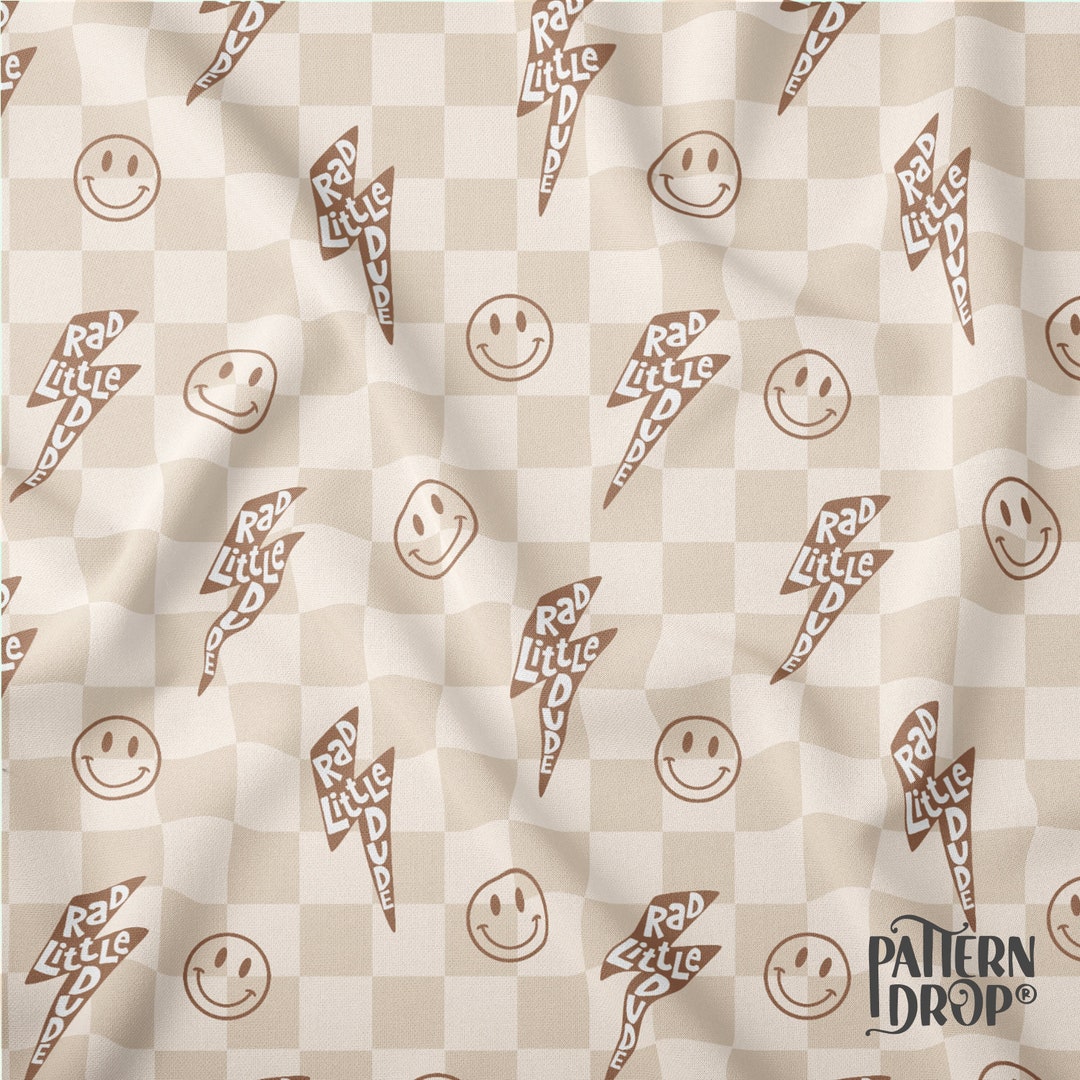 Rad Little Dude Seamless Pattern Trendy Bro Boys Checkered Seamless ...