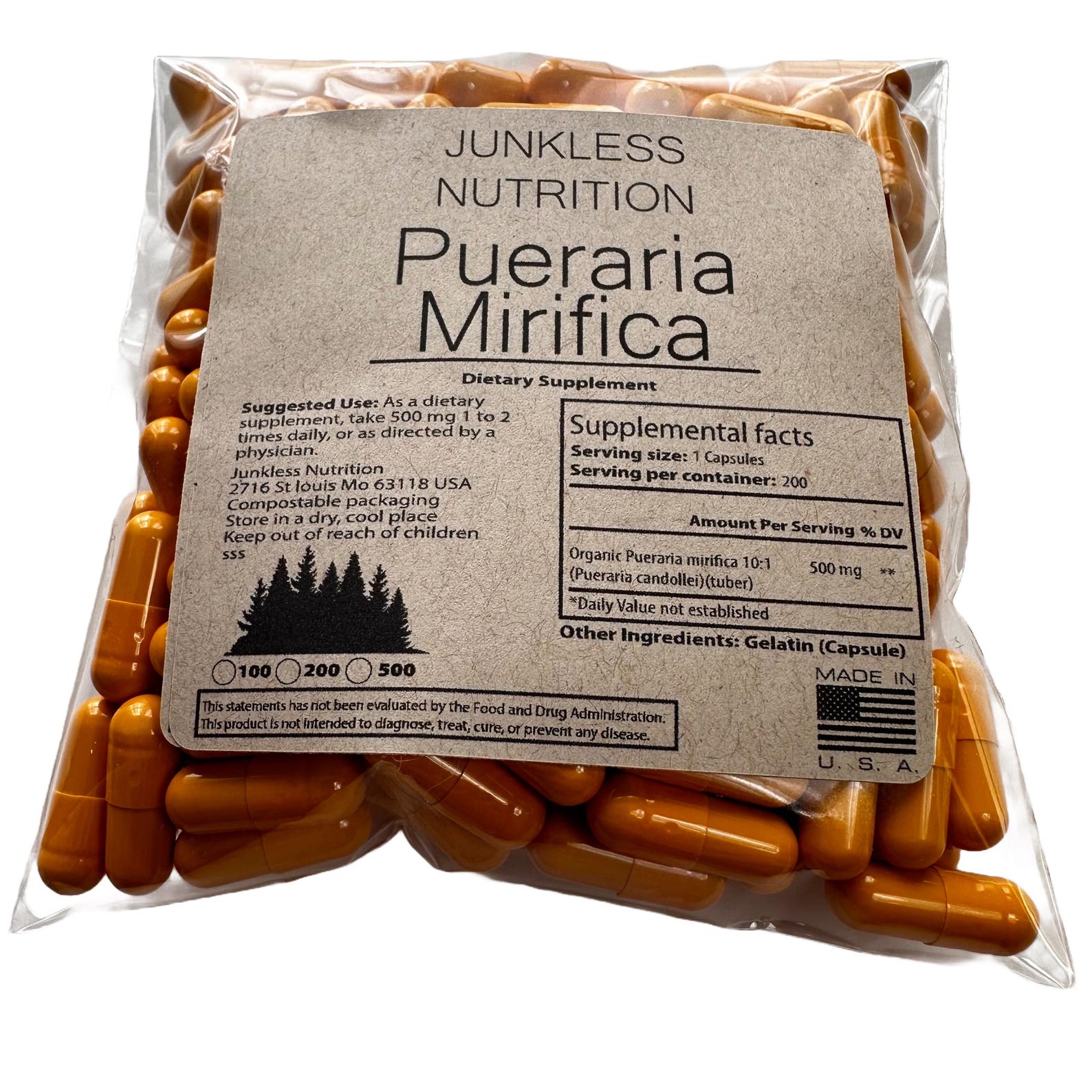 100% Pure Pueraria Mirifica Capsules 500mg Supplement 10:1 - Natural ...