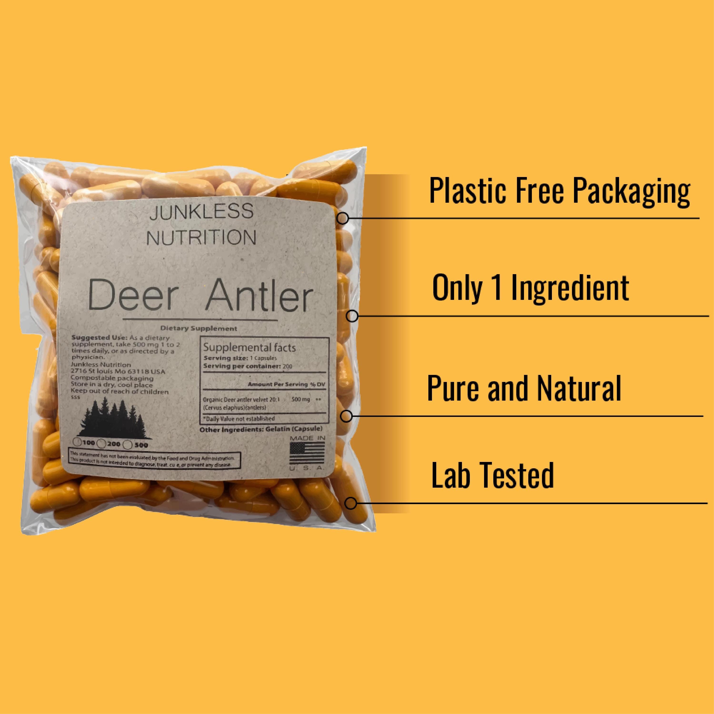 Pure Deer Antler Velvet Extract 20:1 Capsule 500mg - Natural Herbal ...