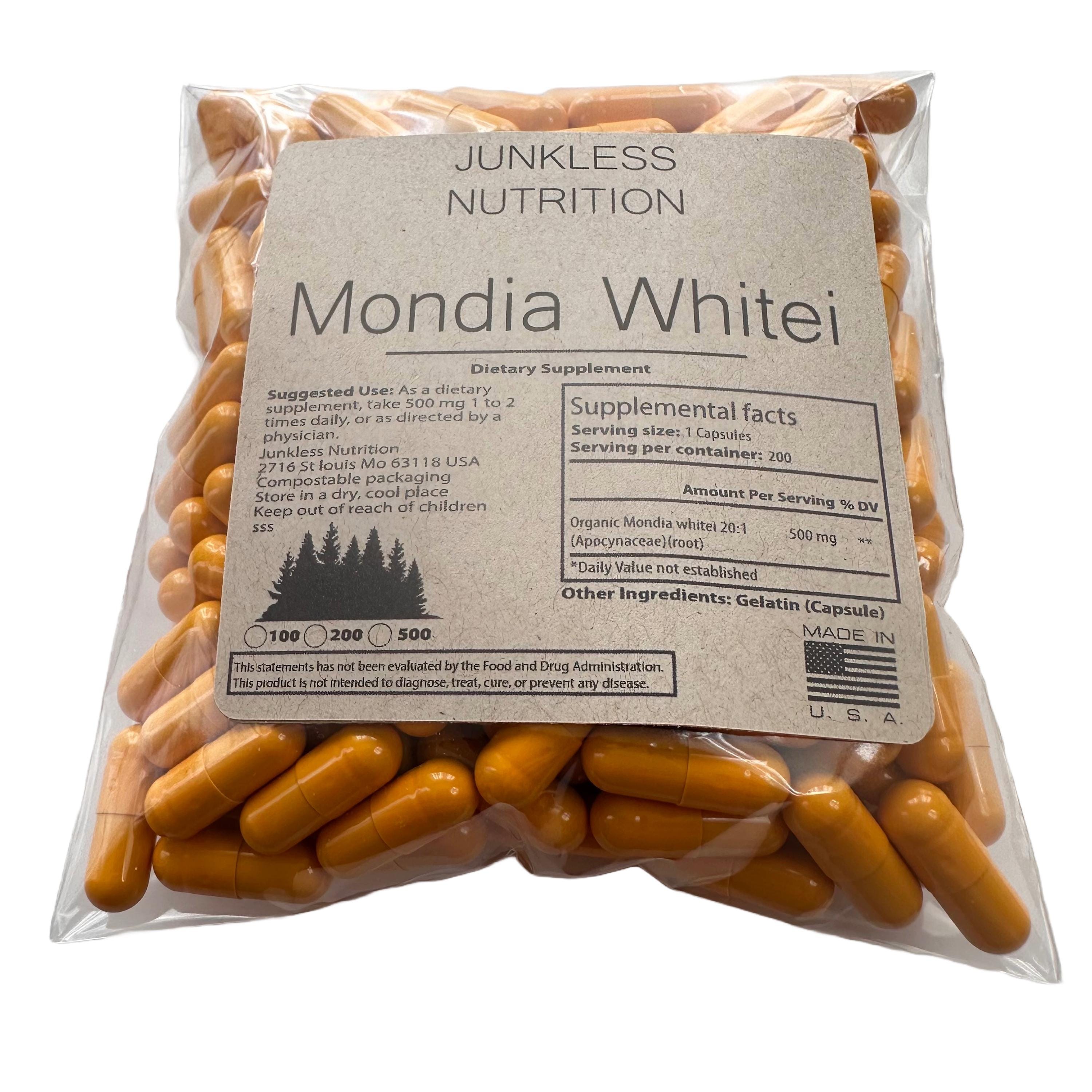 100% Pure Mondia Whitei Capsules 500mg Supplement 20:1 - Natural Herbal ...