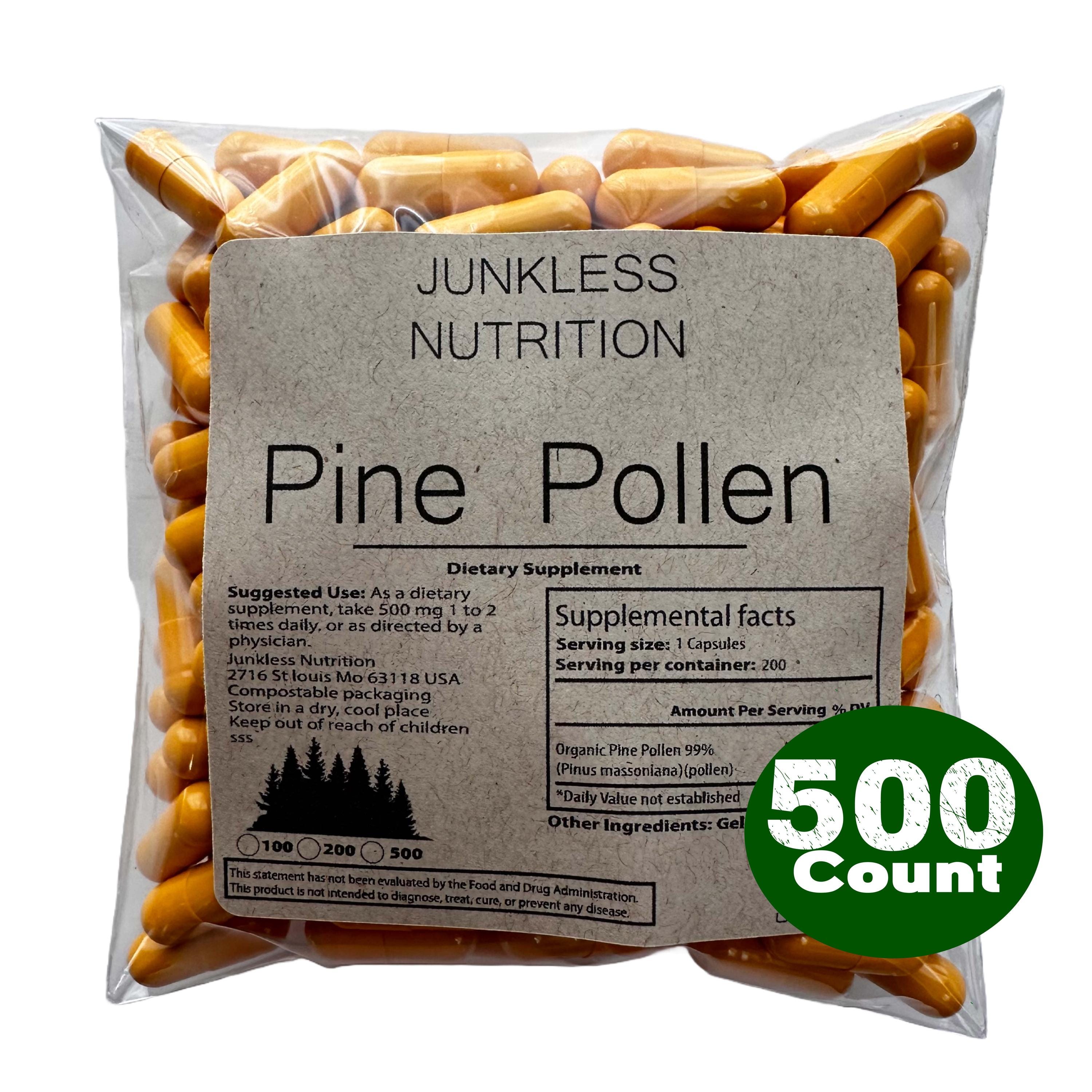 100% Pure Pine Pollen Capsules Supplement 500mg Extract Natural Herbal ...