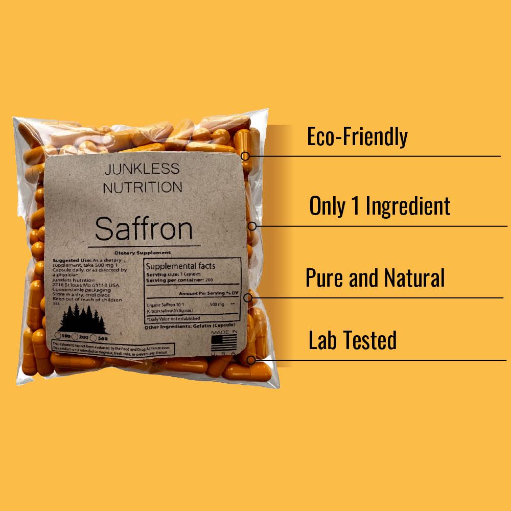 Pure Saffron Capsules 10:1 500mg Extract - Natural Herbal Supplement - Etsy