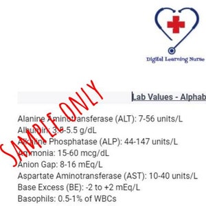 Lab Values | Reference Guide | Review and Study at the Next Level and ...