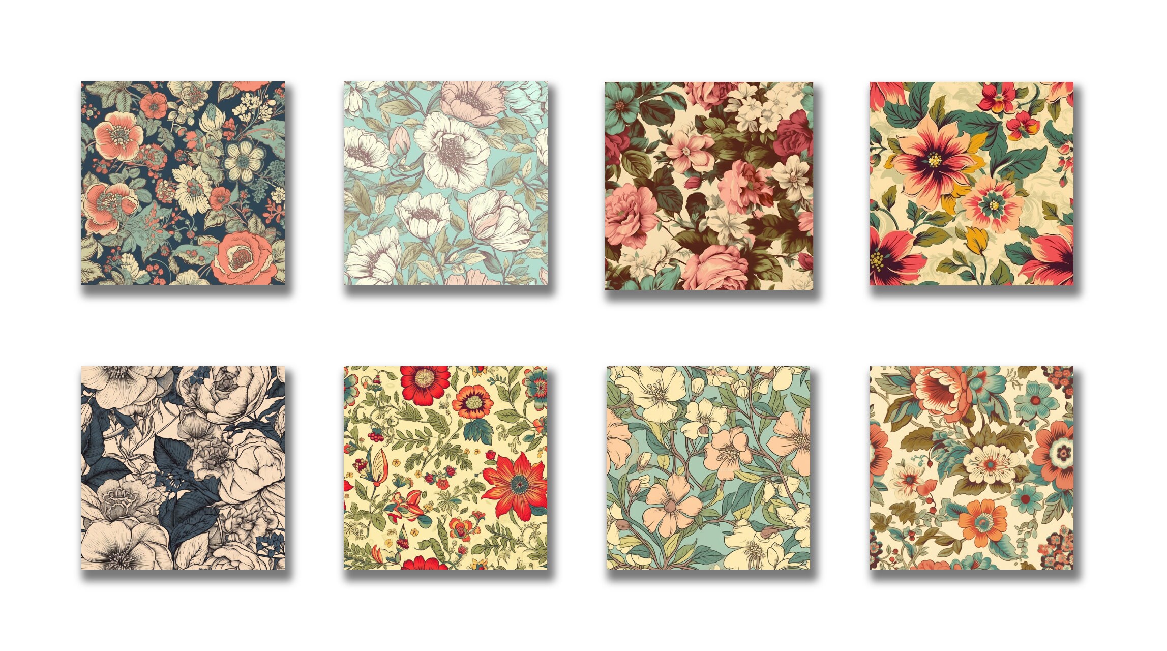 Vintage Floral Digital Paper Seamless Textures, Watercolor, Printable ...