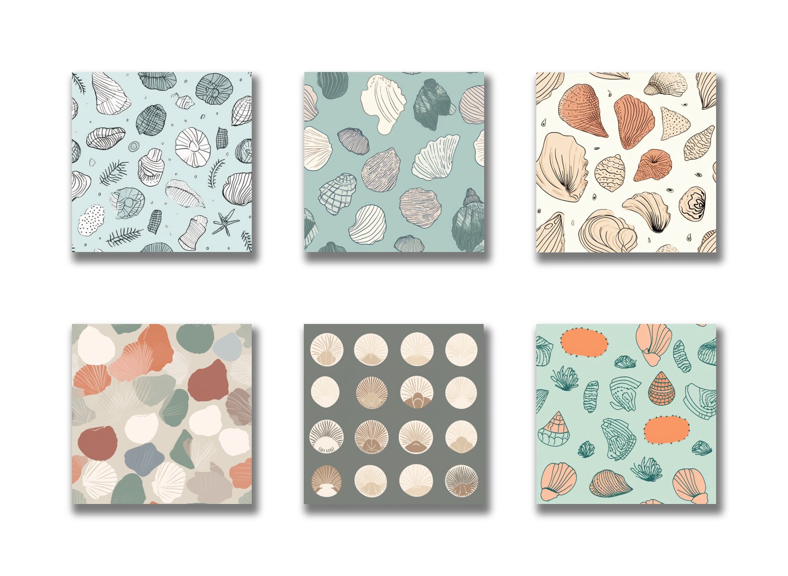 Sea Shell Digital Paper - Seamless Textures, Watercolor, Printable ...