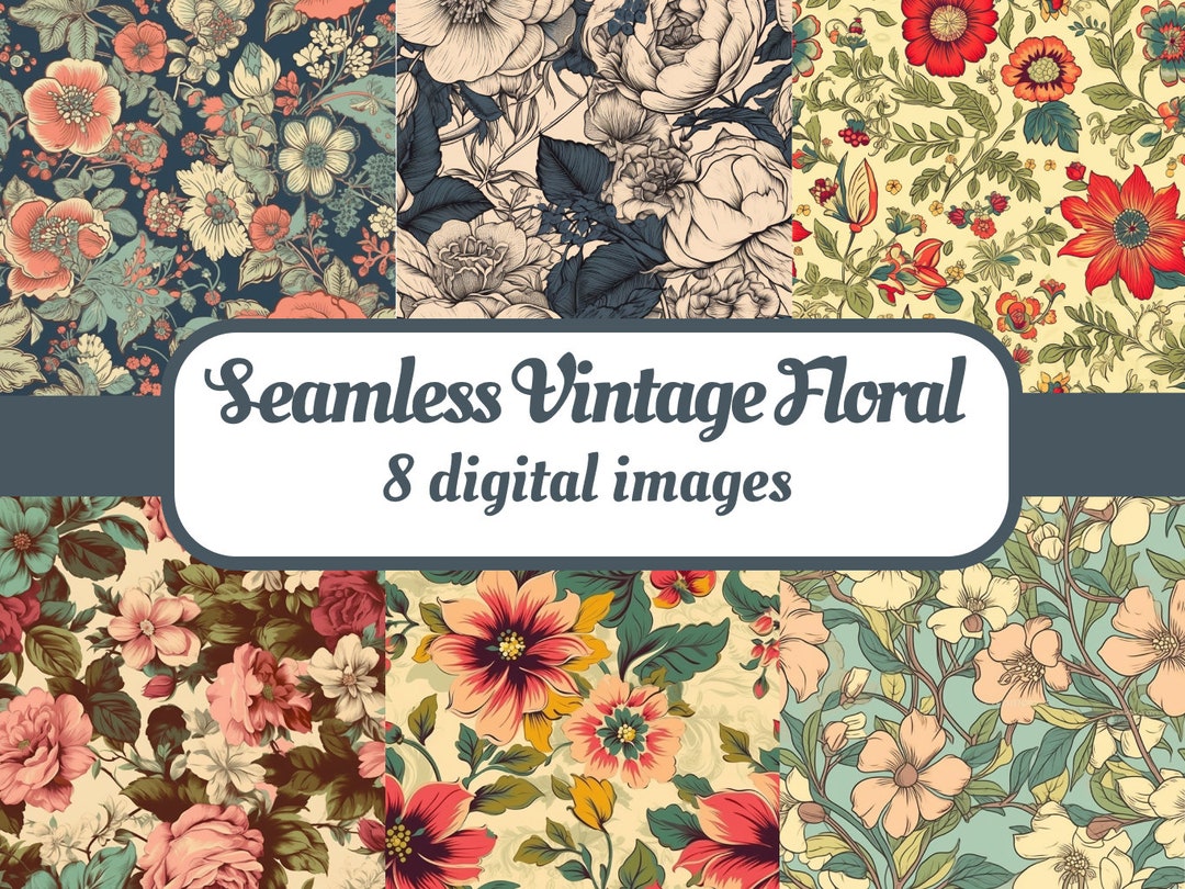 Vintage Floral Digital Paper Seamless Textures, Watercolor, Printable ...