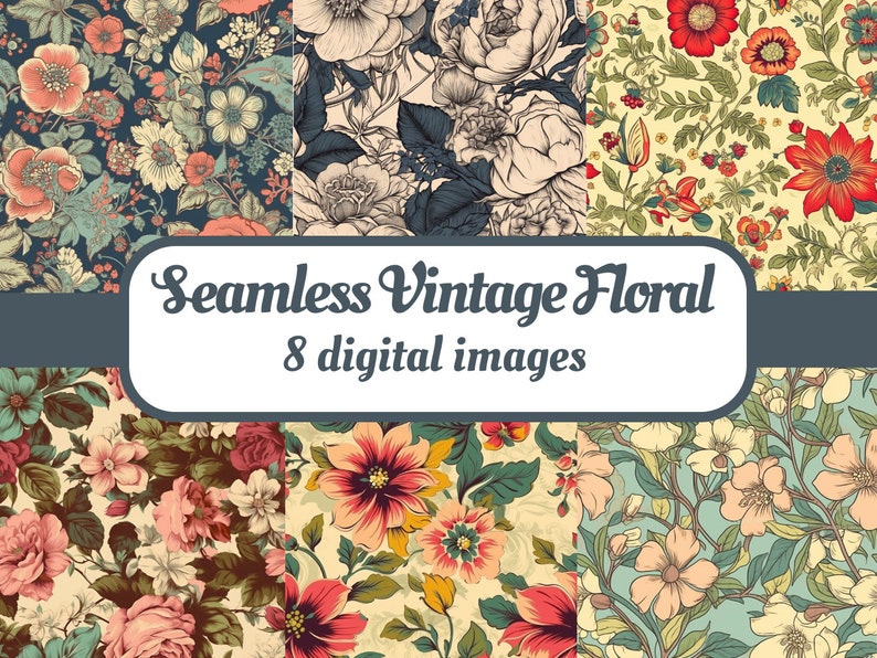 Vintage Floral Digital Paper Seamless Textures Watercolor - Etsy