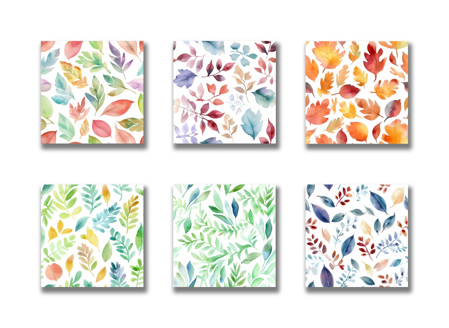 Watercolor Leaves Digital Paper Seamless Textures, Watercolor ...