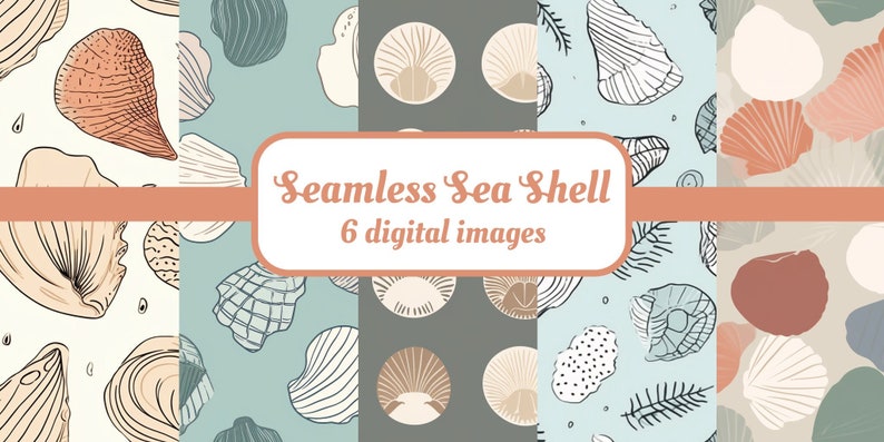 Sea Shell Digital Paper - Seamless Textures, Watercolor, Printable ...