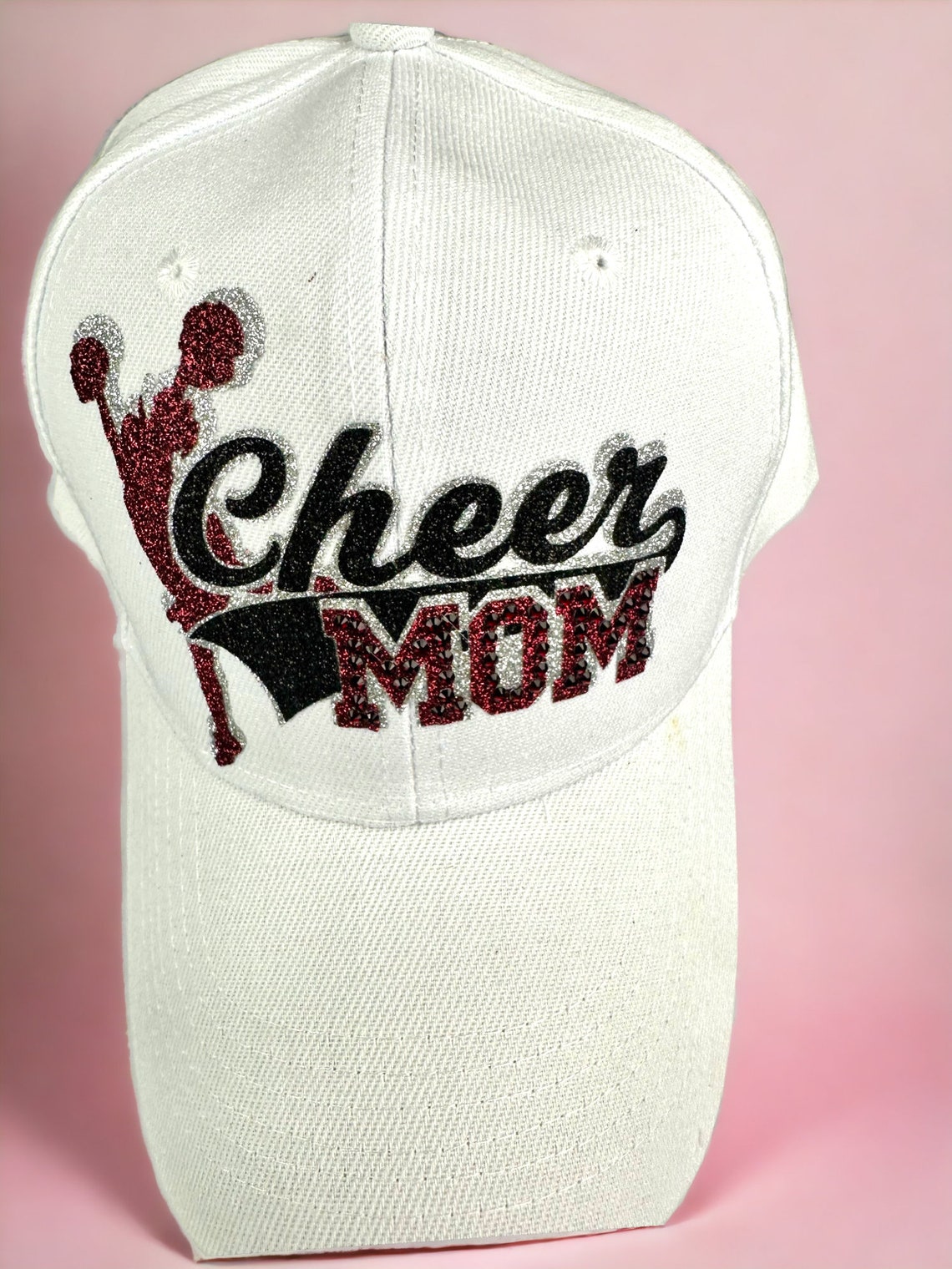 Rhinestone and Glitter Cheer Mom Hat Custom School Color Cheer Mom Hat ...