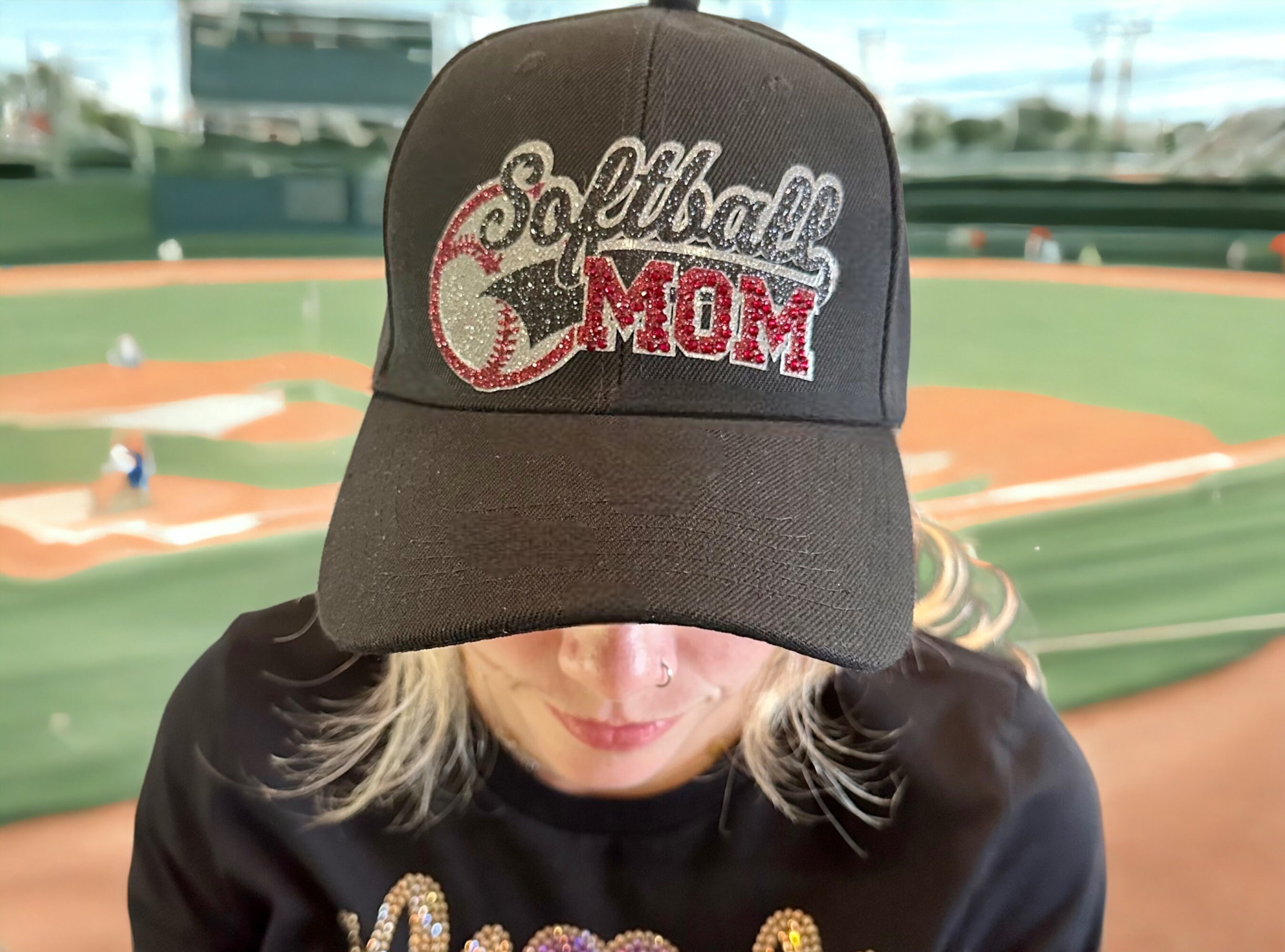Softball Mom Hat Rhinestone Softball Mom Bling Softball Hat - Etsy