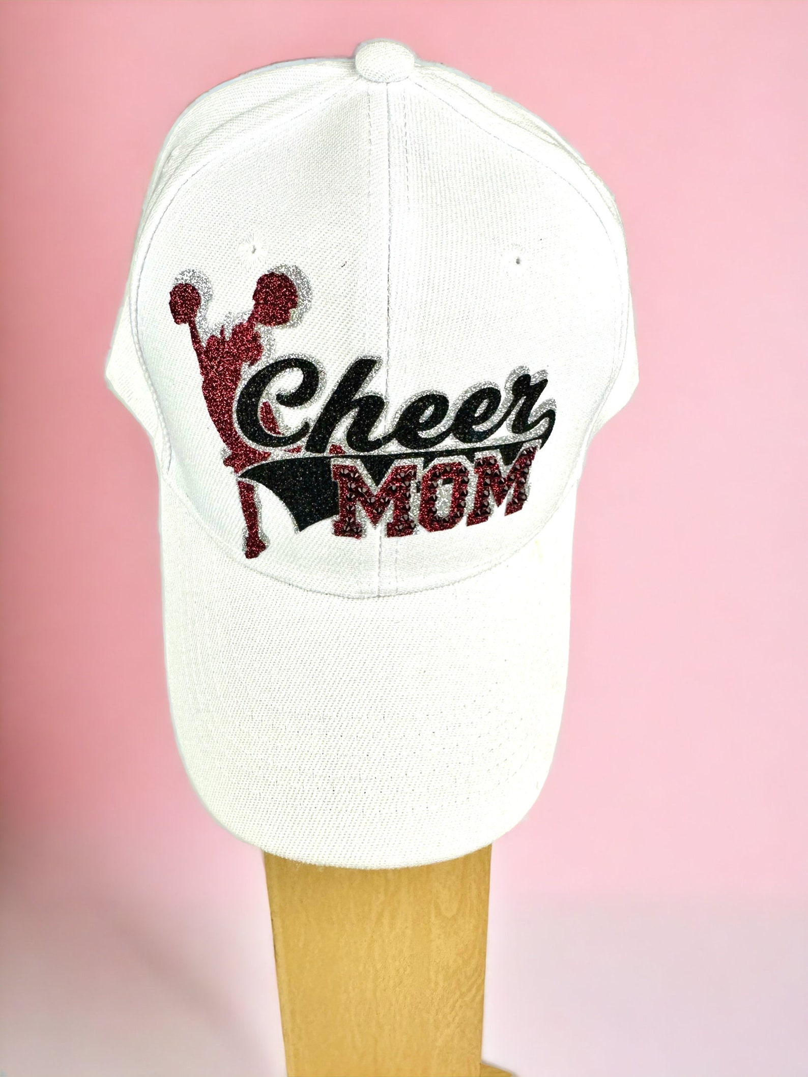 Rhinestone and Glitter Cheer Mom Hat Custom School Color Cheer Mom Hat ...