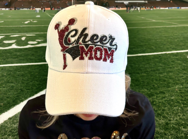 Rhinestone and Glitter Cheer Mom Hat Custom School Color Cheer Mom Hat ...