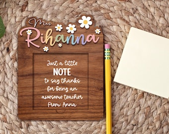 Personalized Post It Note Holder for Teacher, Sticky Note Holder, Post ...