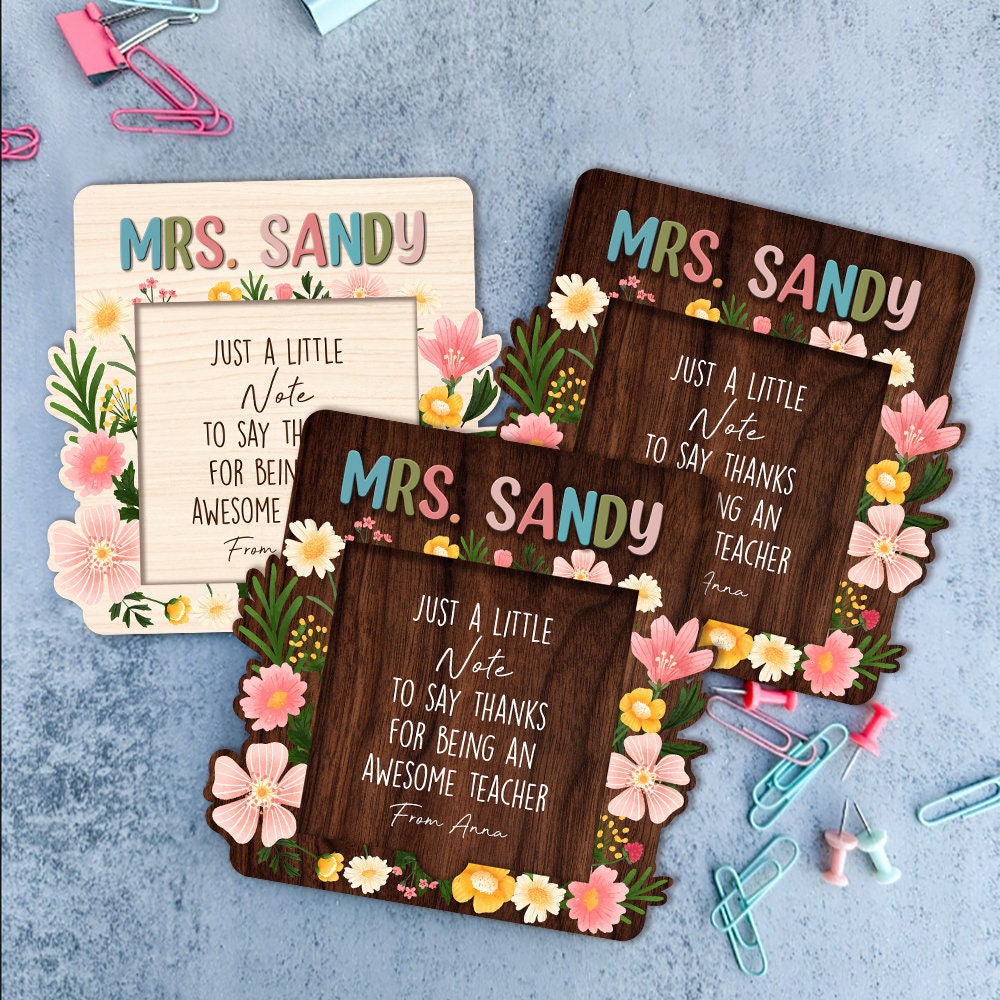 Teacher Appreciation Gift, Personalized Teacher Sticky Note Holder ...