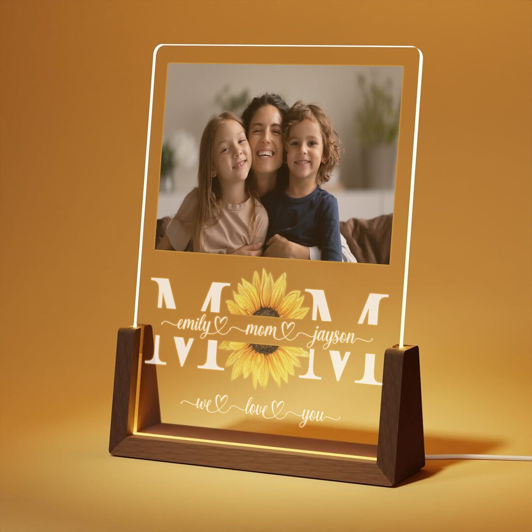 Personalized First Mom With Kids Name 3D Led Light, Mom Acrylic Night ...