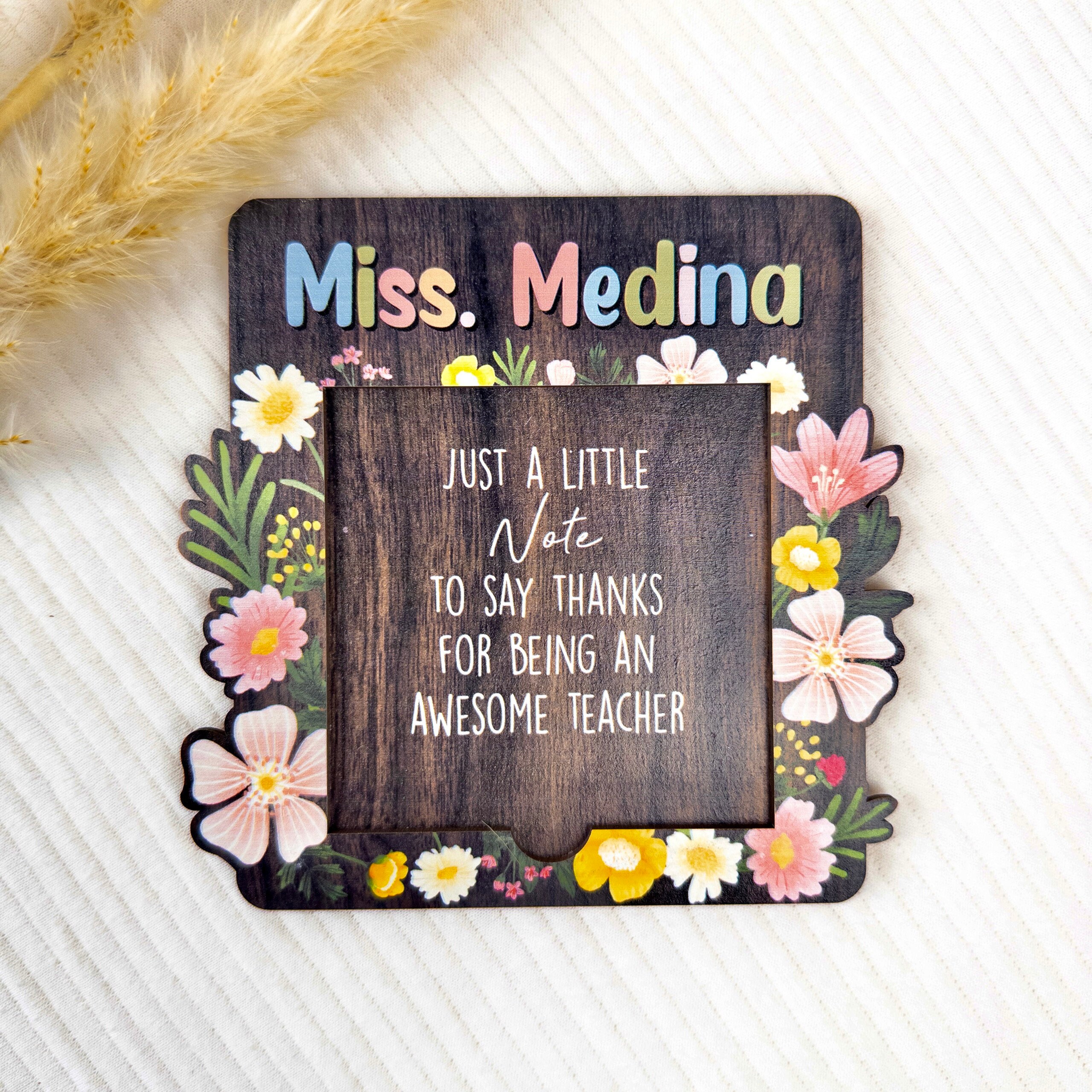 Teacher Appreciation Gift, Personalized Teacher Sticky Note Holder ...