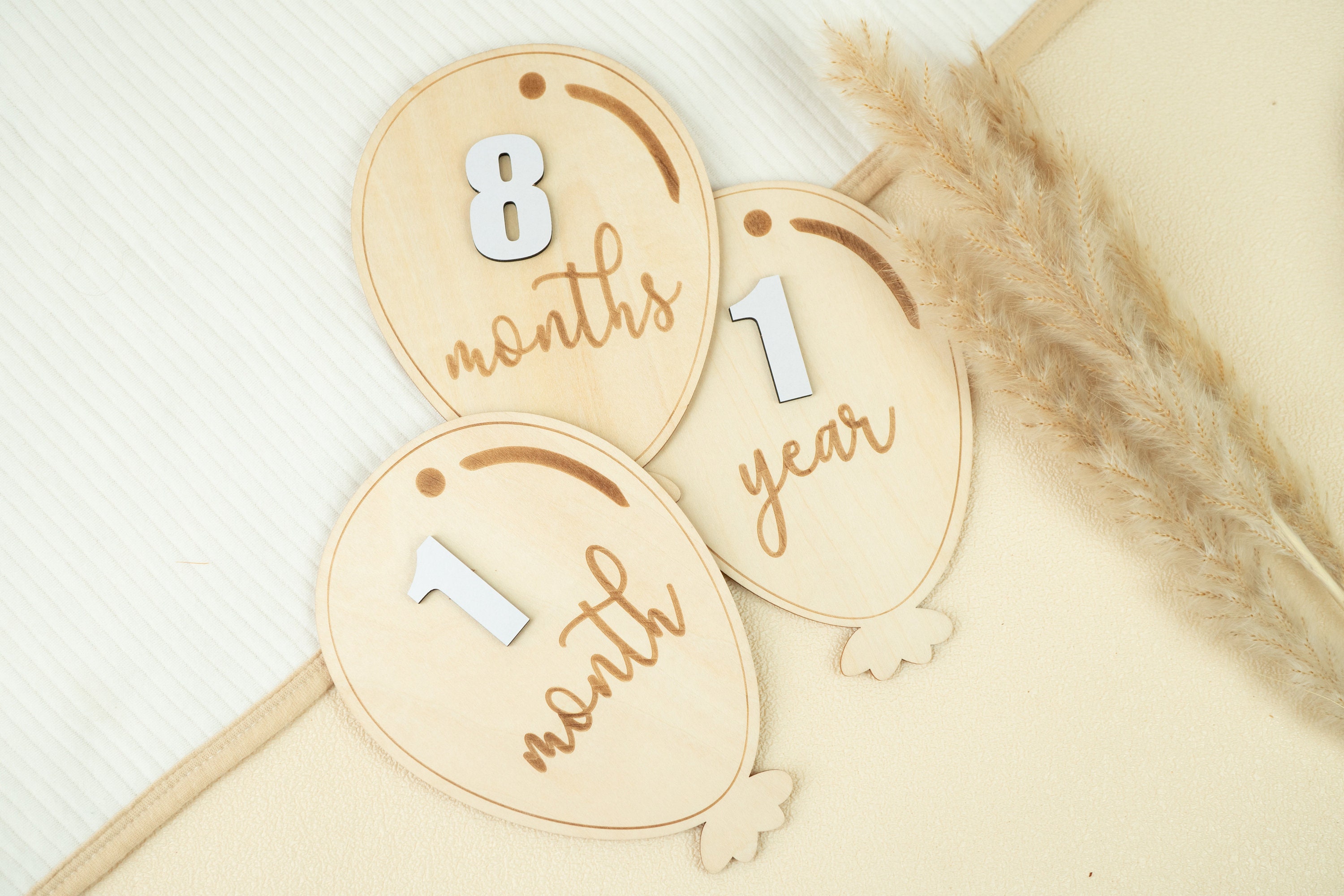 Wooden Baby Milestone Cards Hot Air Balloon Custom Milestone Set ...