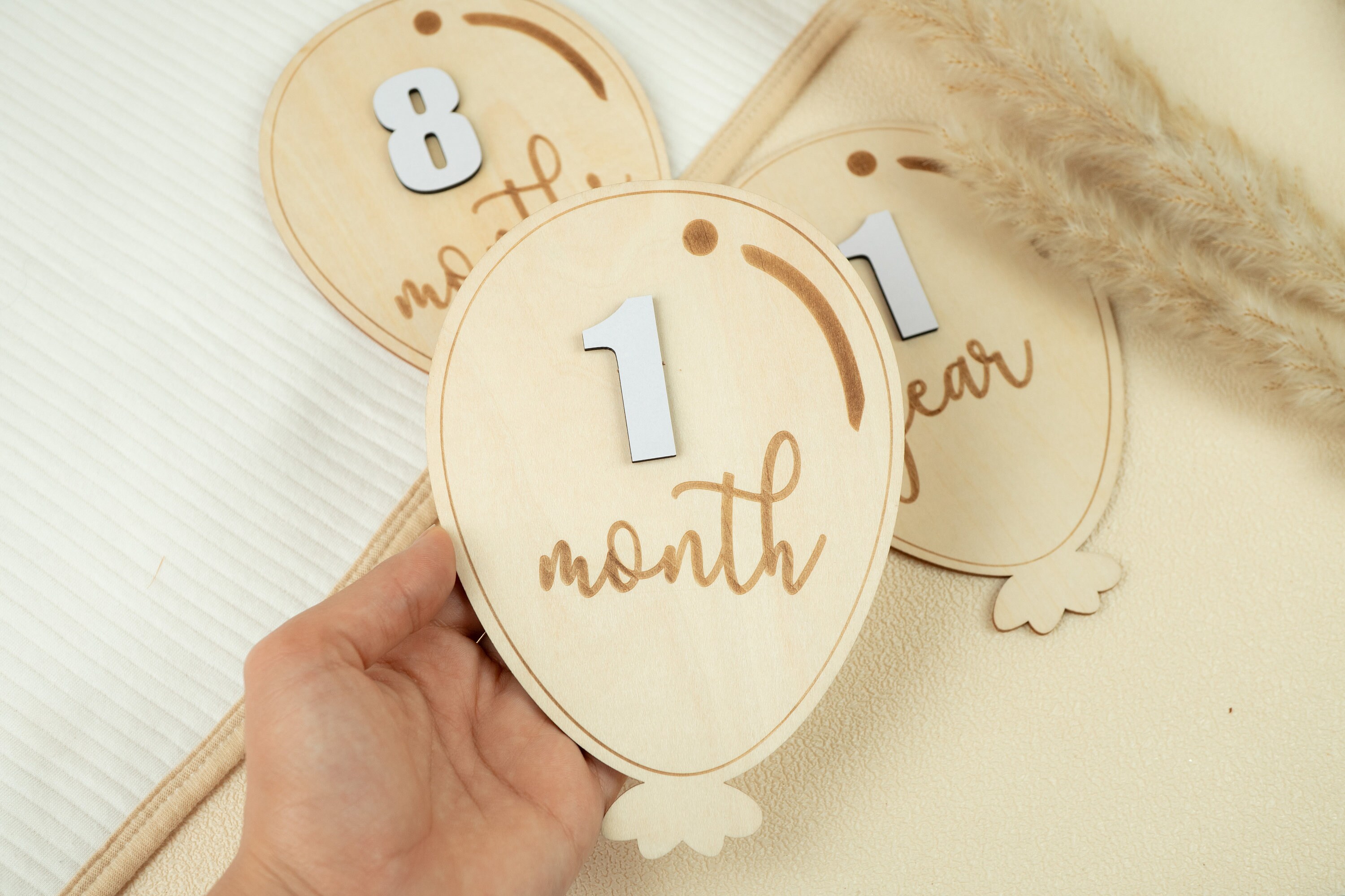 Wooden Baby Milestone Cards Hot Air Balloon Custom Milestone Set ...