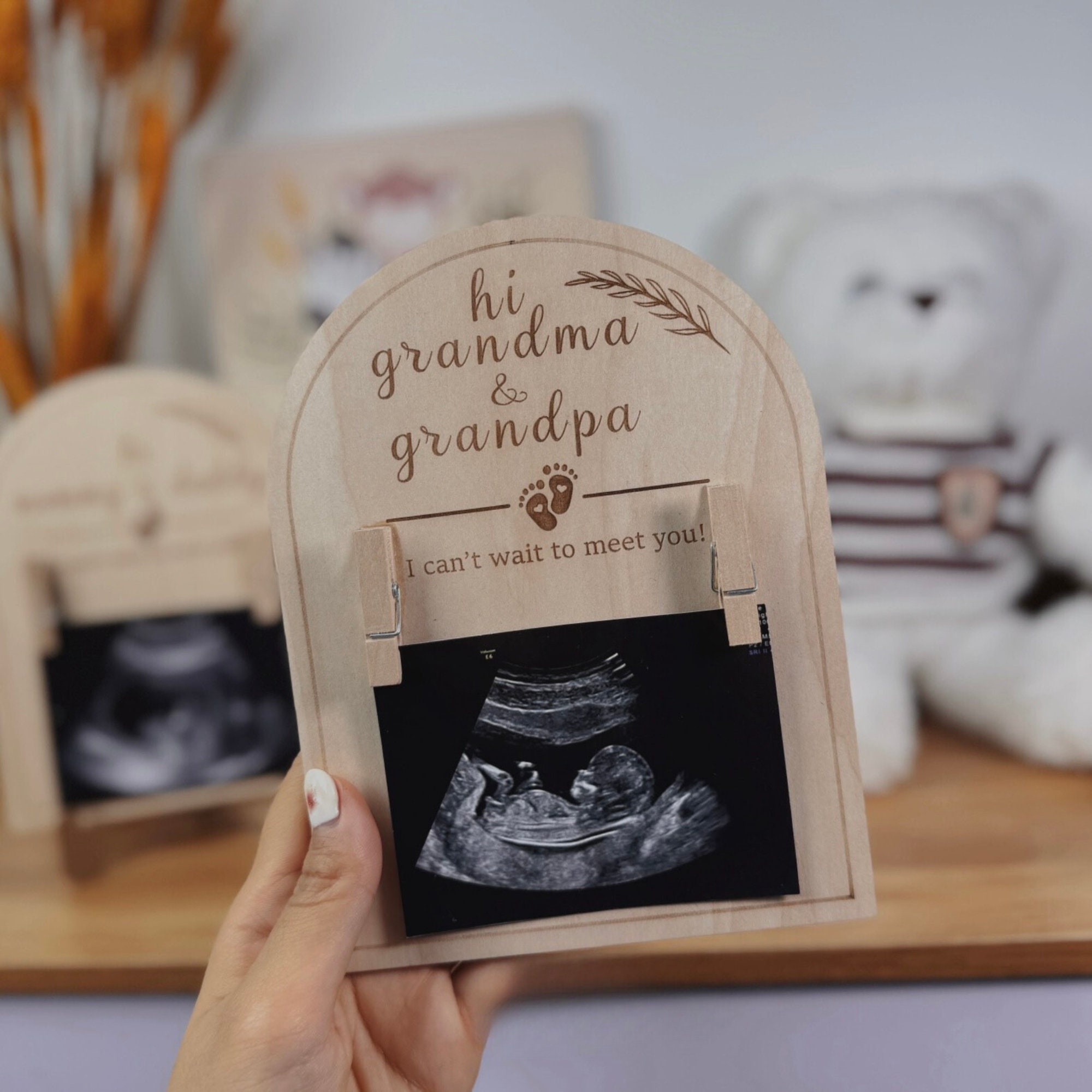 Hi Grandma and Grandpa Photo Ultrasound Frame, Family Pregnancy ...