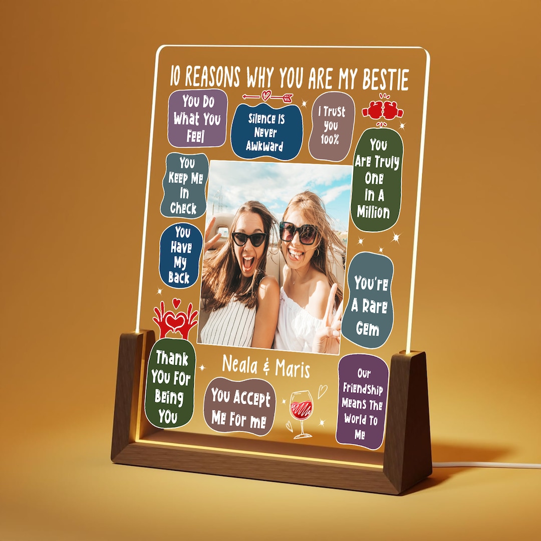 Personalized Best Friend Plaque Lamp, Custom Photo Night Light ...