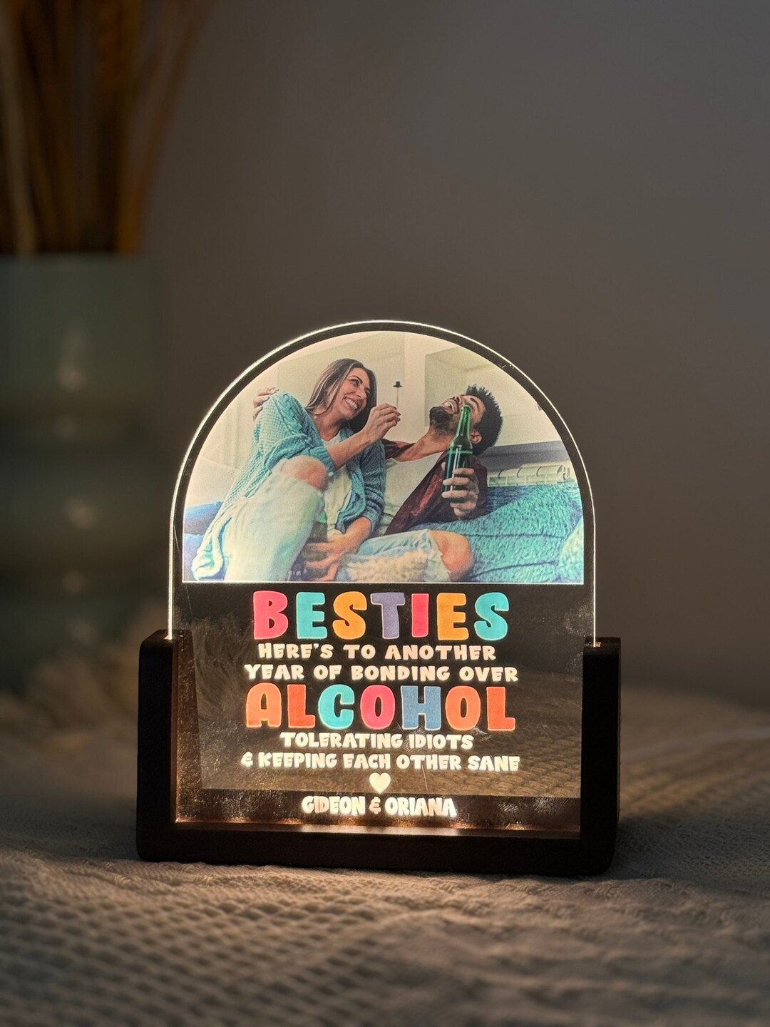 Personalized Best Friend Plaque Lamp, Custom Photo Night Light ...