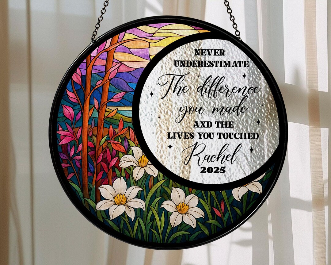 Custom Stained Glass Suncatcher With Name & Year, Personalized Glass ...