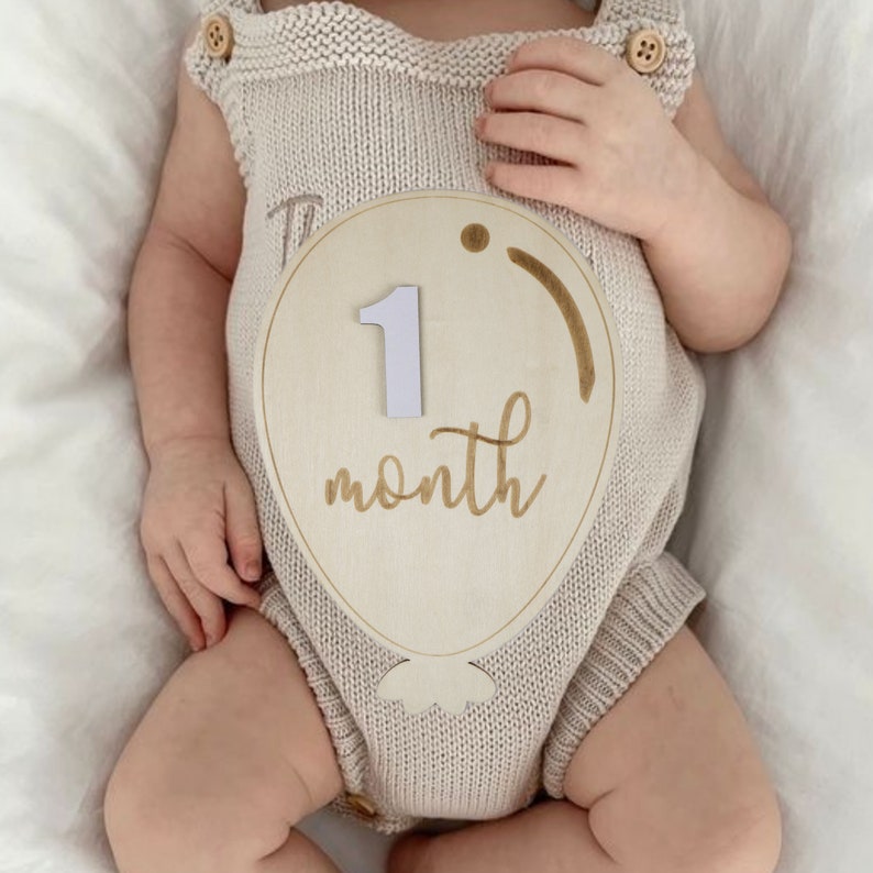 Wooden Baby Milestone Cards Hot Air Balloon Custom Milestone Set ...