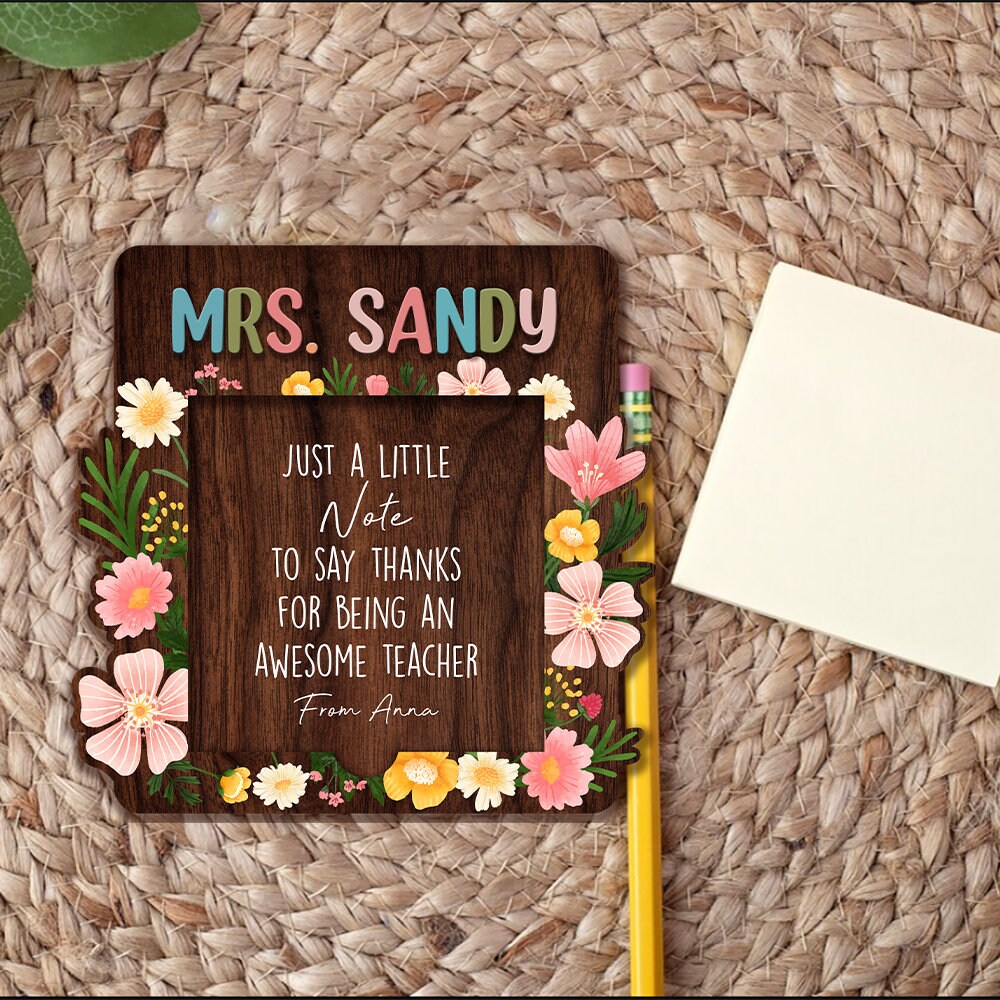 Teacher Appreciation Gift, Personalized Teacher Sticky Note Holder ...