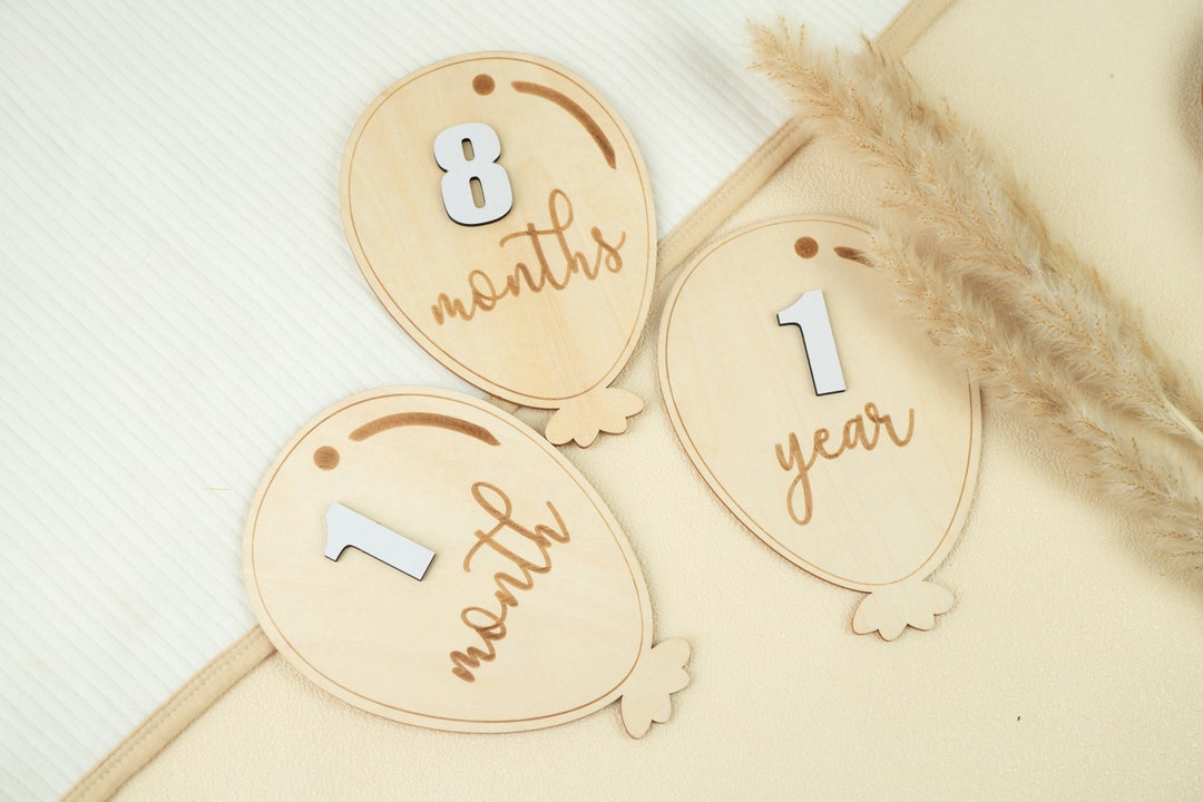 Wooden Baby Milestone Cards Hot Air Balloon Custom Milestone Set ...