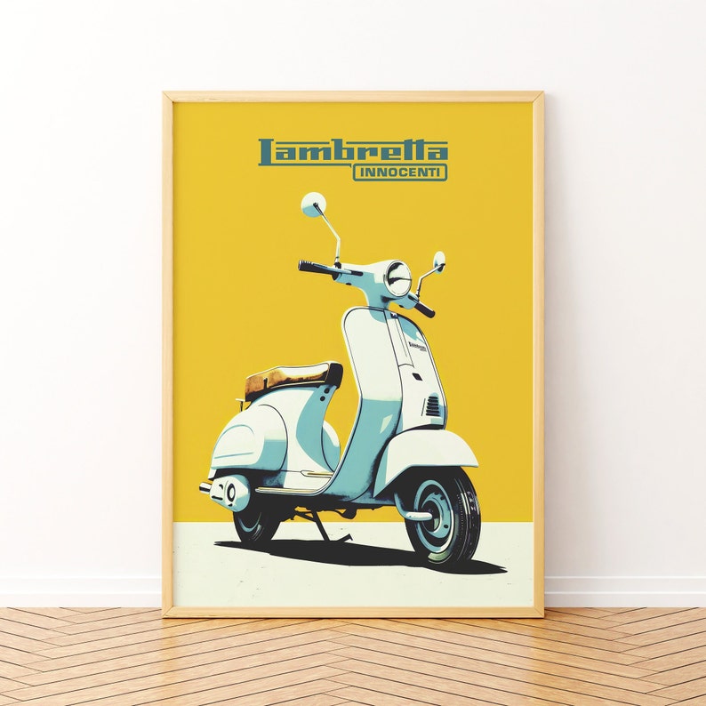 Vintage Lambretta Poster, Retro Scooter Art, Moped Art Print, Lambretta ...