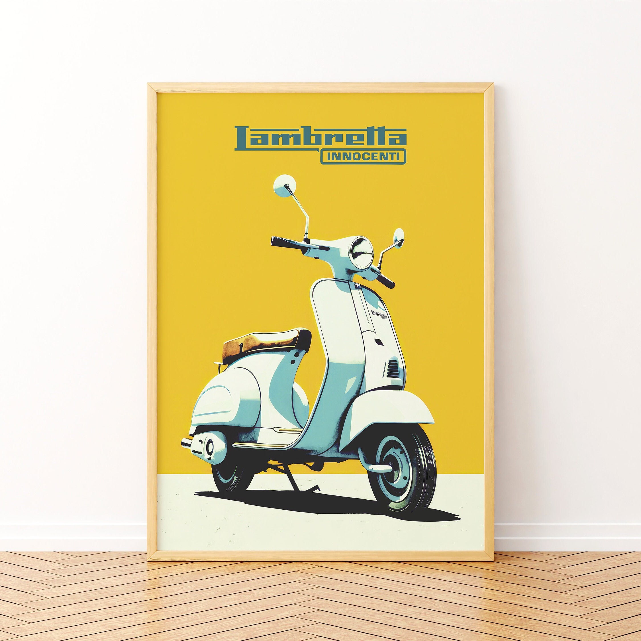 Vintage Lambretta Poster, Retro Scooter Art, Moped Art Print, Lambretta ...