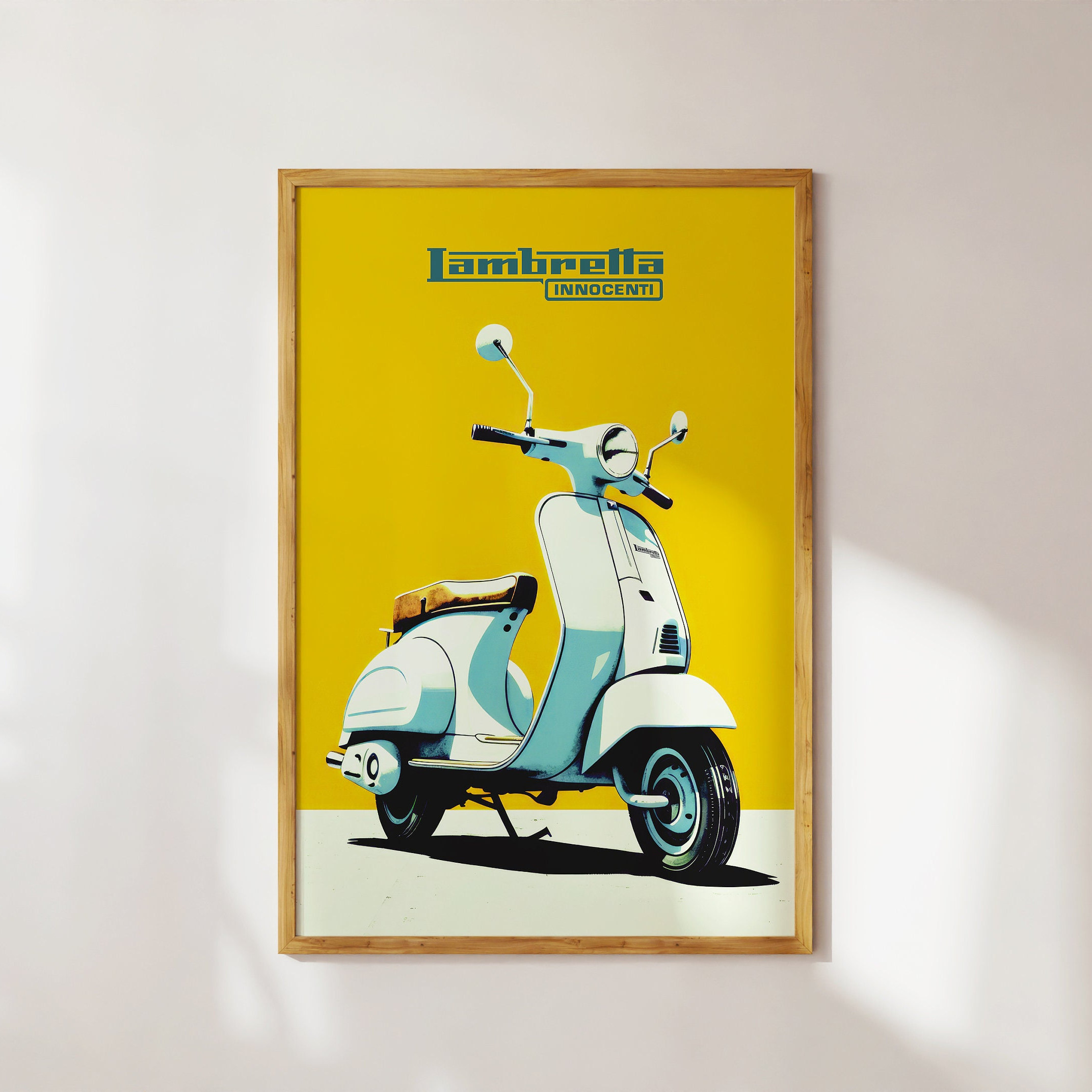 Vintage Lambretta Poster, Retro Scooter Art, Moped Art Print, Lambretta ...