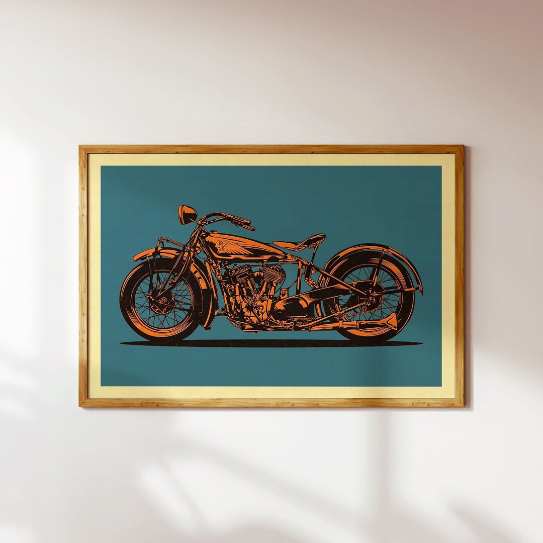 Vintage Indian Scout Motorcycle Poster: Retro Bike Art Print (digital ...