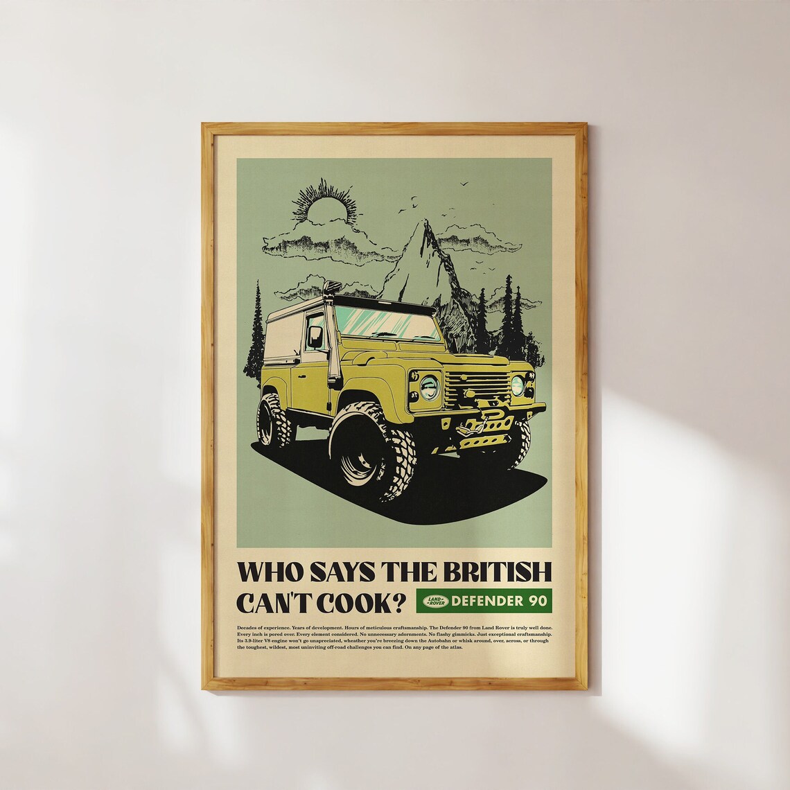 Vintage Land Rover Defender, Retro Art Poster, Vintage Off-road 4x4 ...